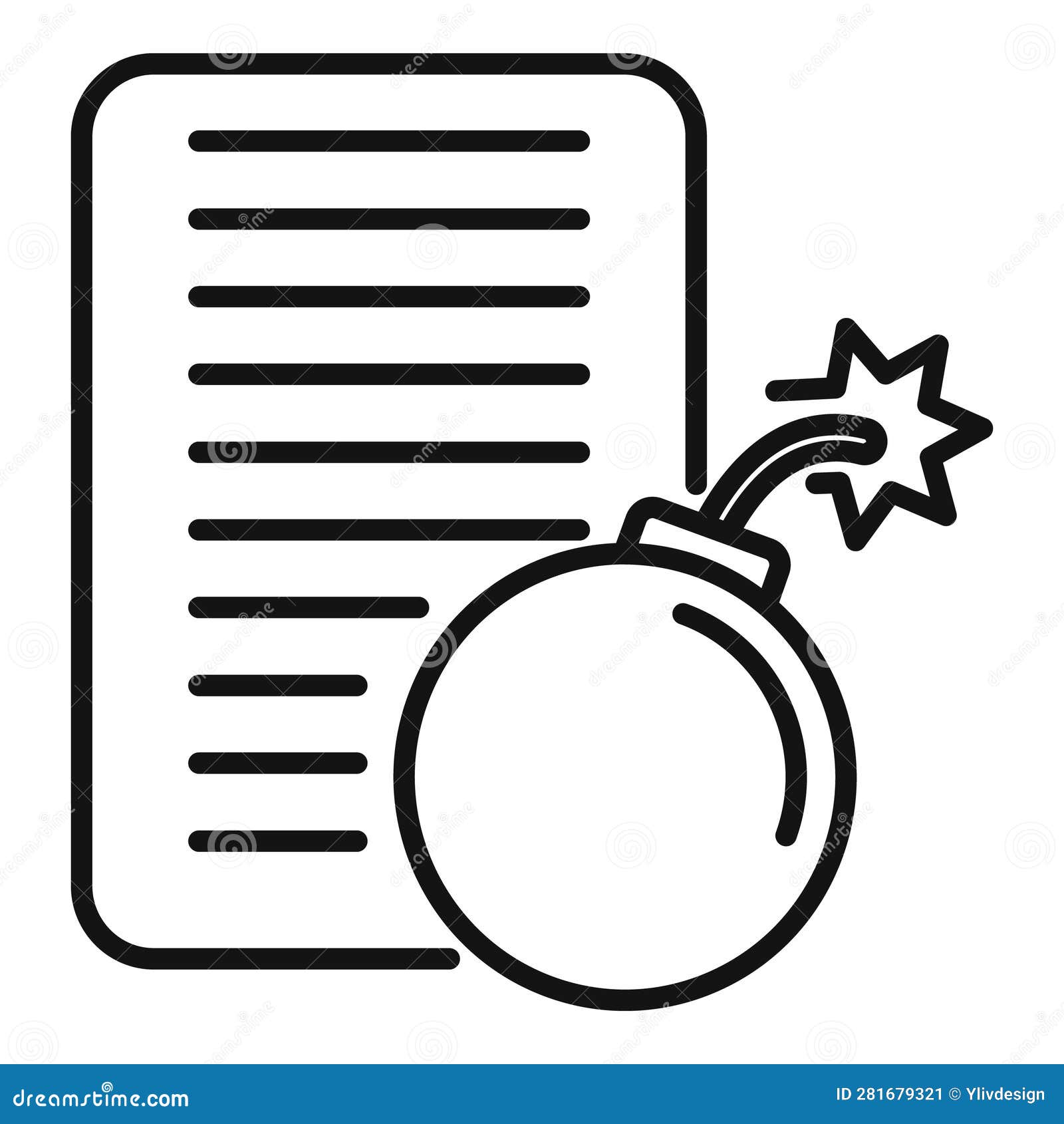 File Data Bomb Icon Outline Vector Hacker Error Stock Vector