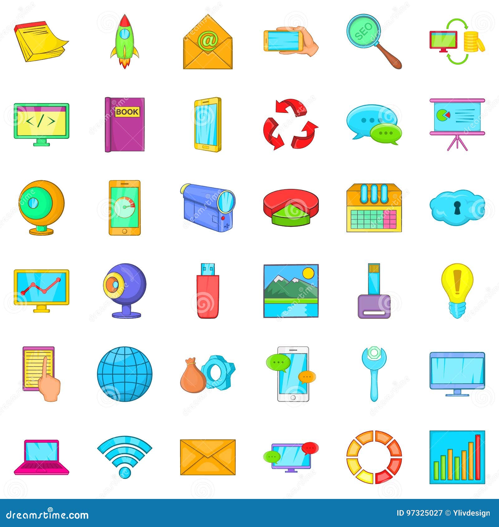 File Database Icons Set, Cartoon Style Stock Vector - Illustration of ...