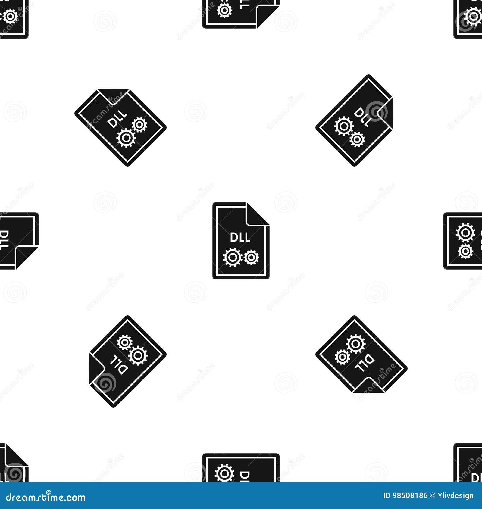 File DLL Pattern Seamless Black Stock Vector - Illustration of isolated ...