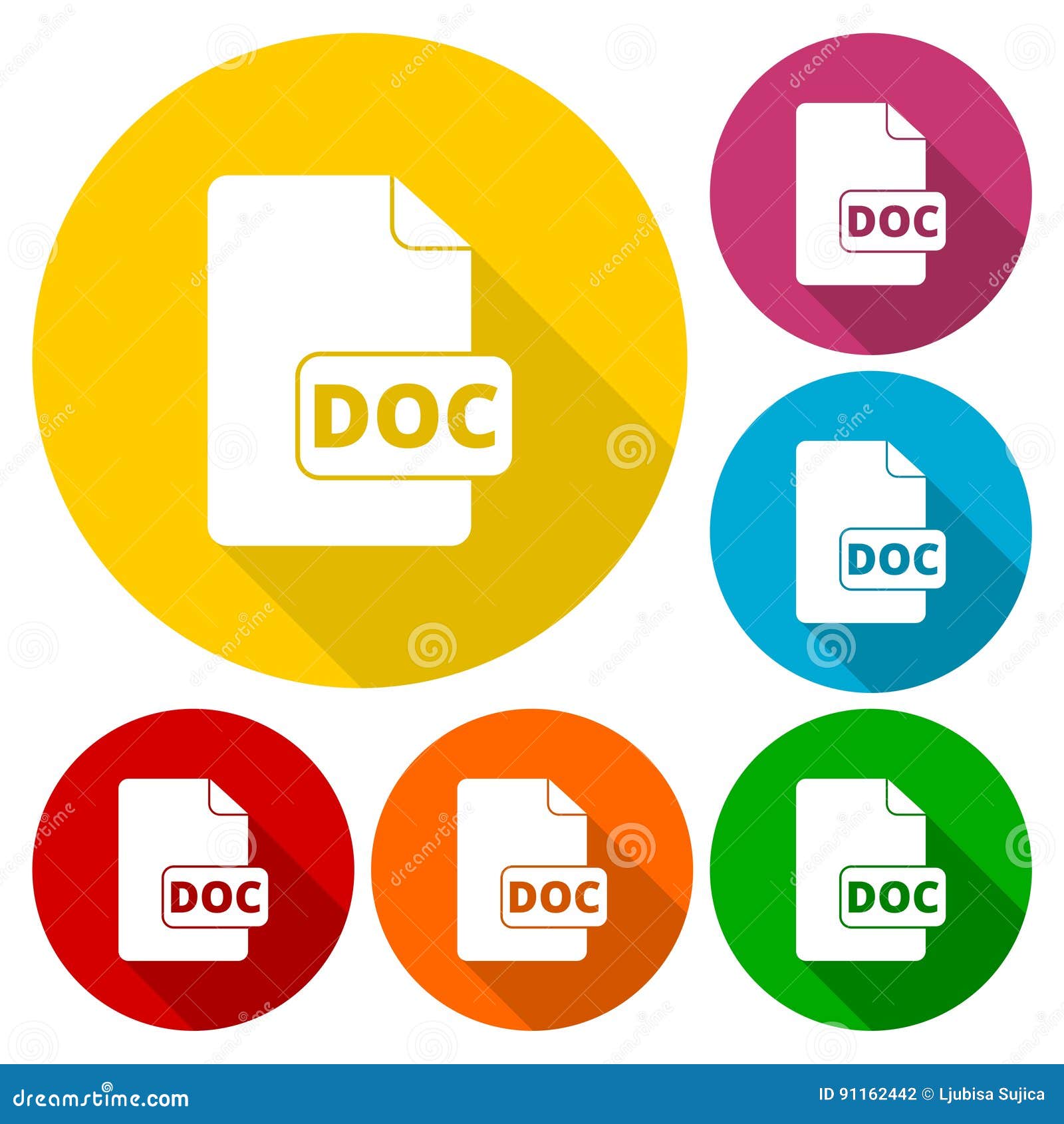 File Doc Icons Set with Long Shadow Stock Vector - Illustration of ...