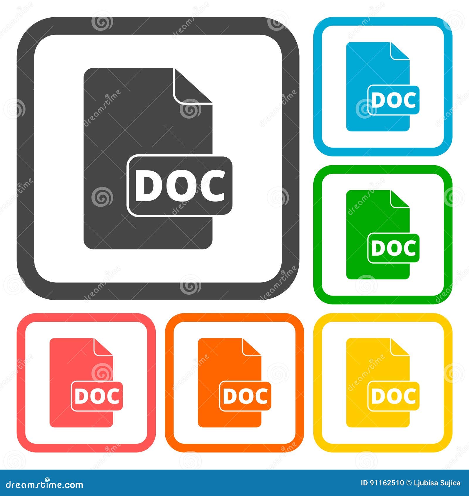 File Doc icons set stock vector. Illustration of file - 91162510