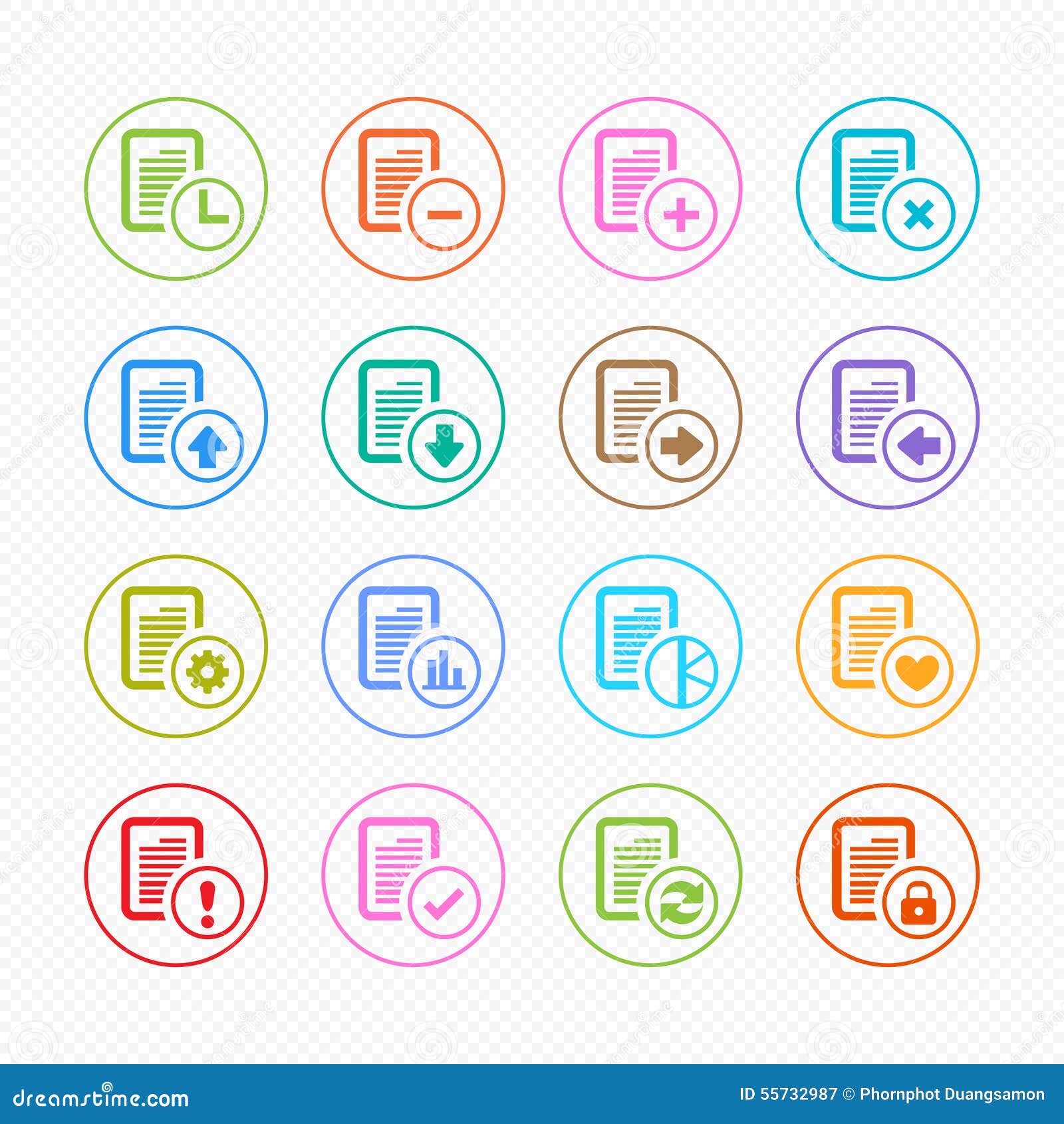 File Document Color Line Icon on White Background - Vector Illustration ...