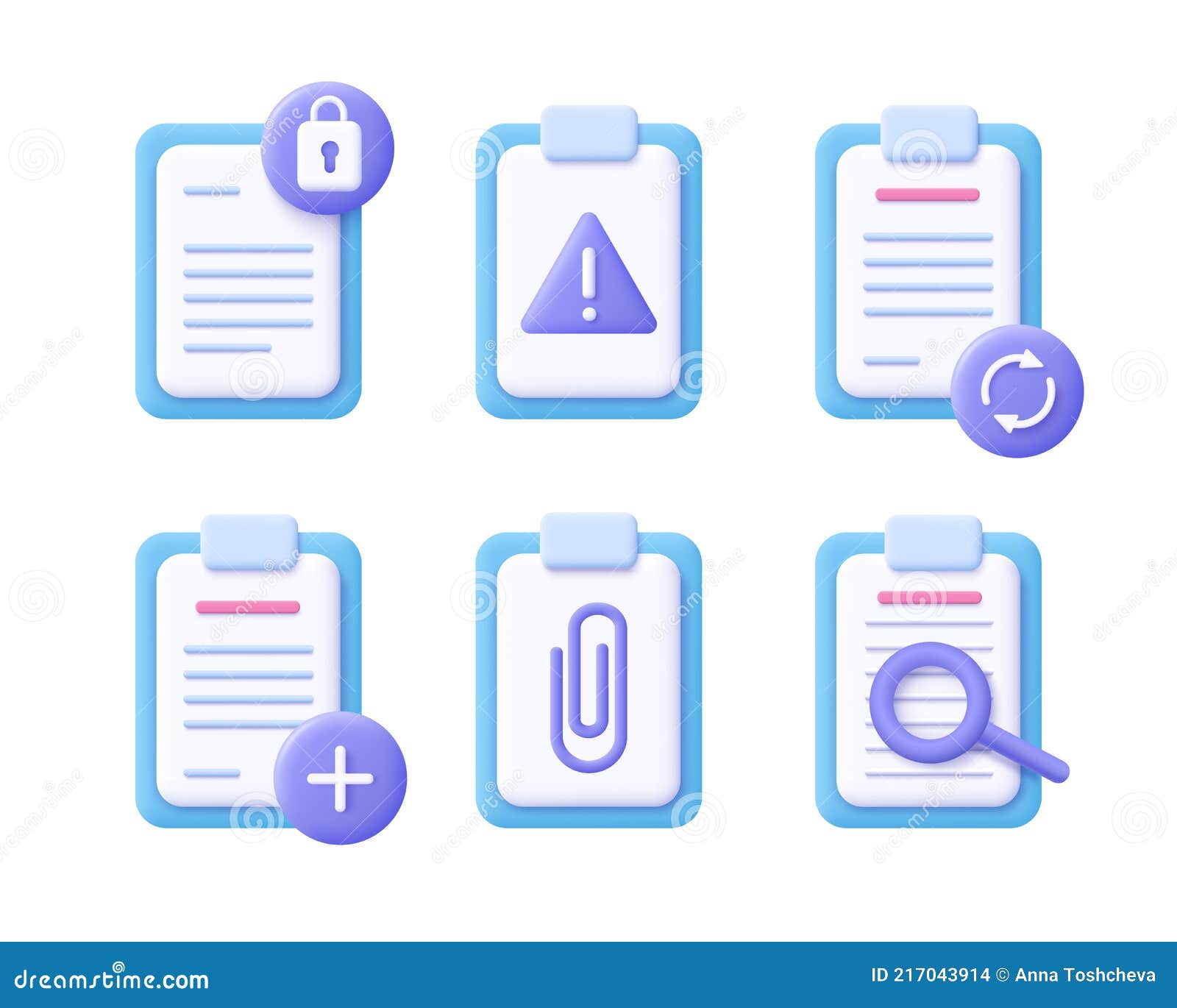 File Document Concept - Realistic Icon Set. Stock Vector - Illustration ...