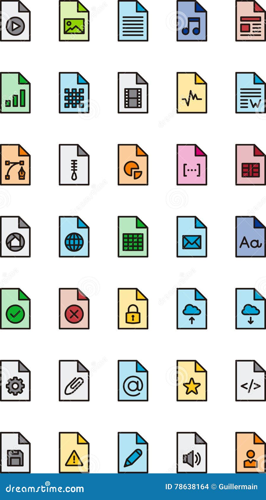 File and Document Format Icons Stock Vector - Illustration of sound ...