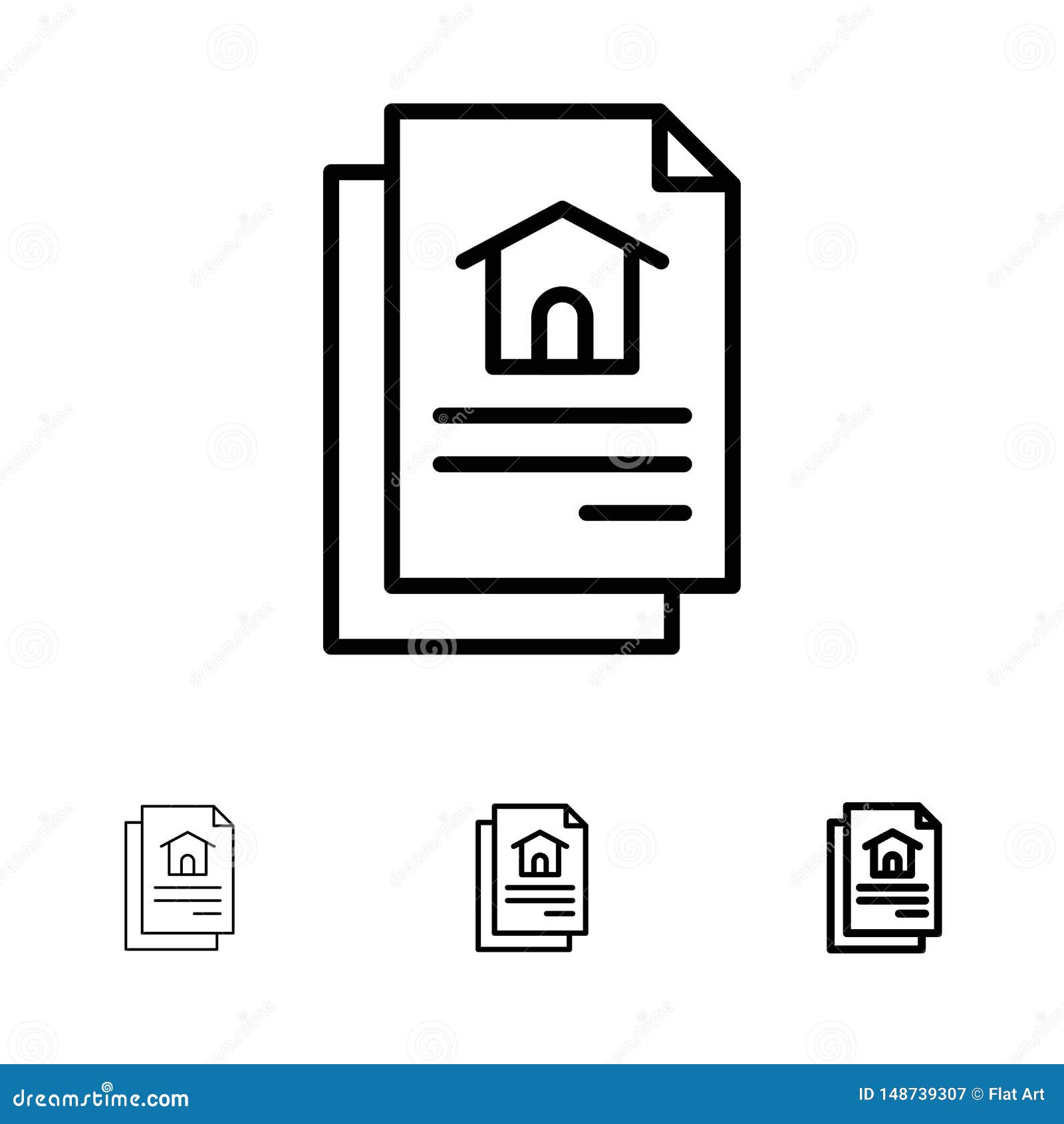 File, Document, House Bold and Thin Black Line Icon Set Stock Vector ...