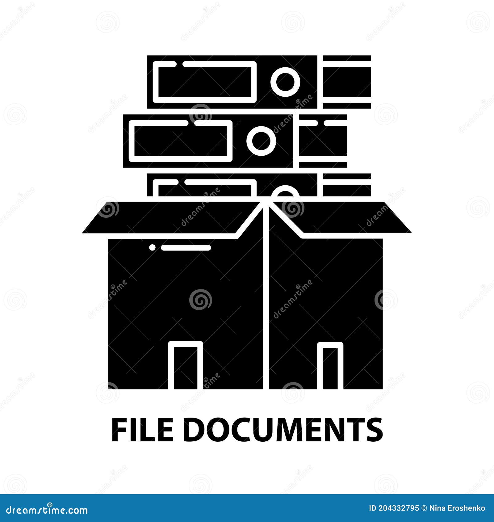File Documents Icon, Black Vector Sign with Editable Strokes, Concept ...