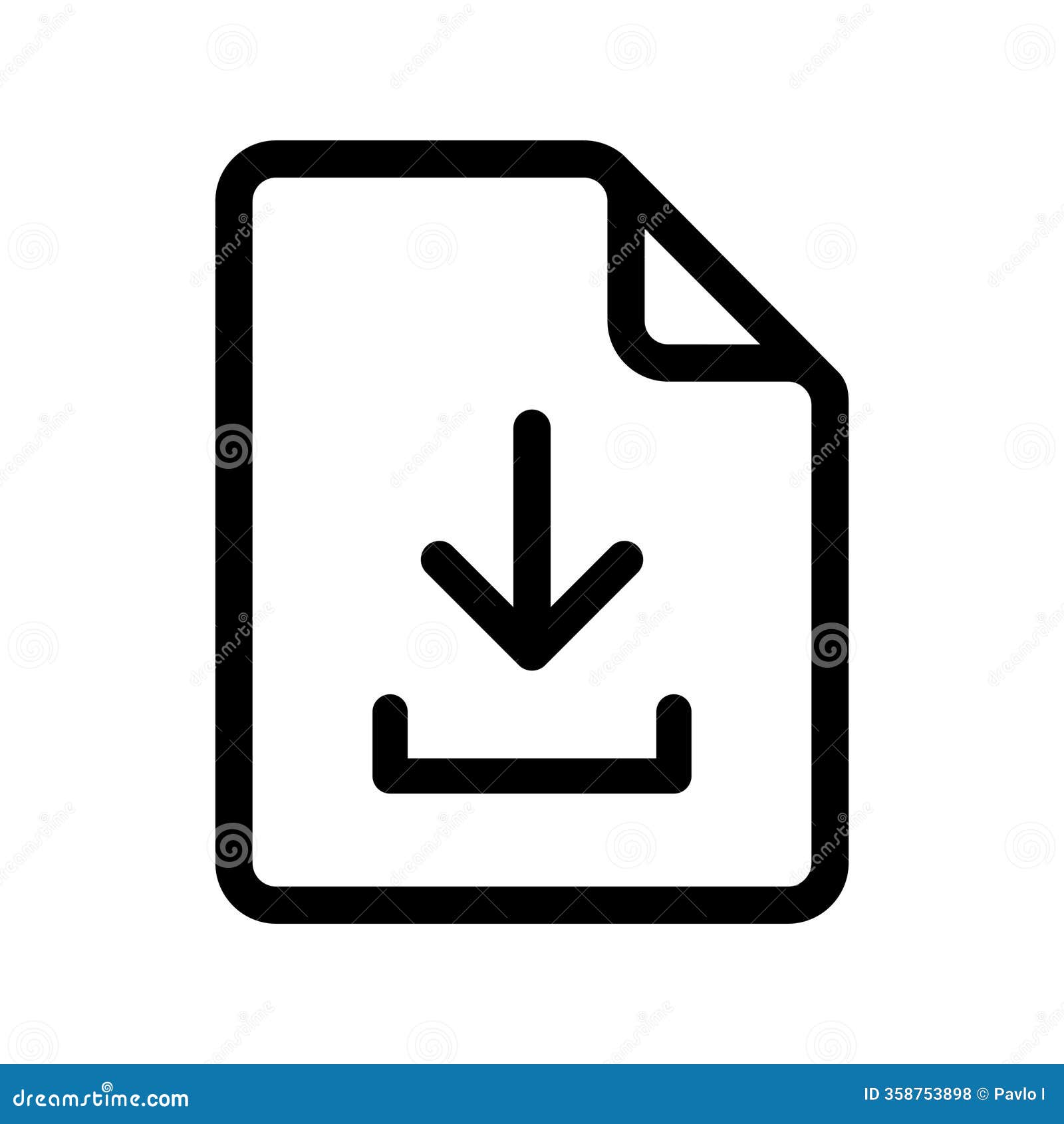 File Download Line Icon, Receiving Document with Arrow Stock Vector ...