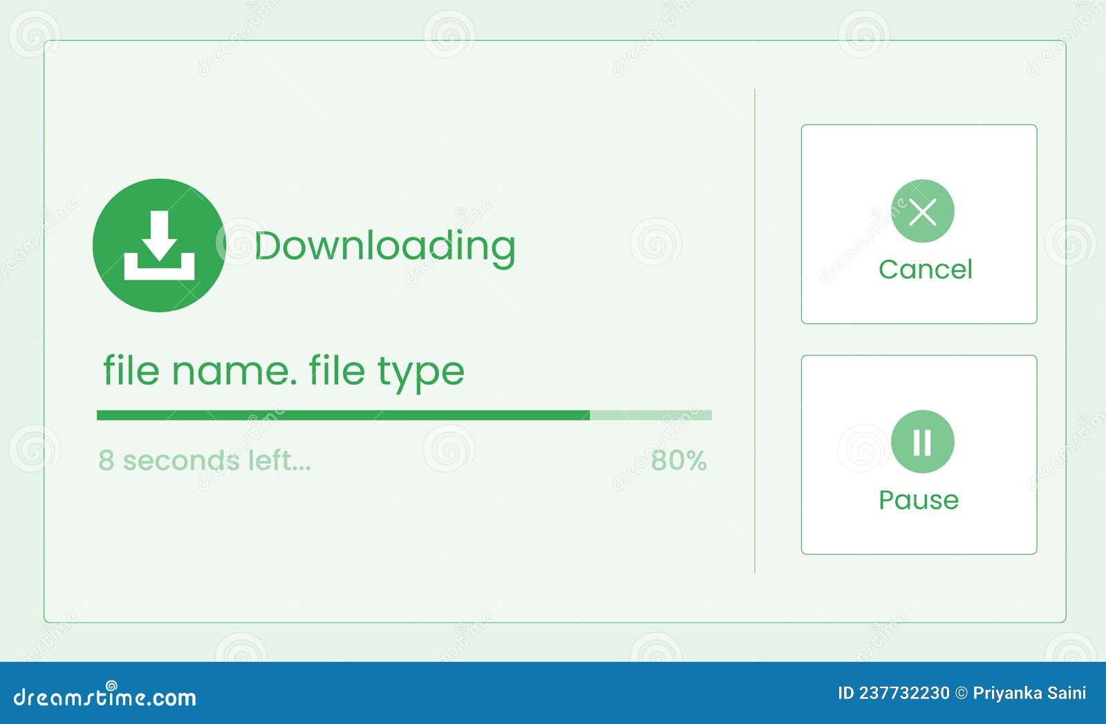 Dialog Box With Downloading Of Media File, Status Bar Filled In Three ...