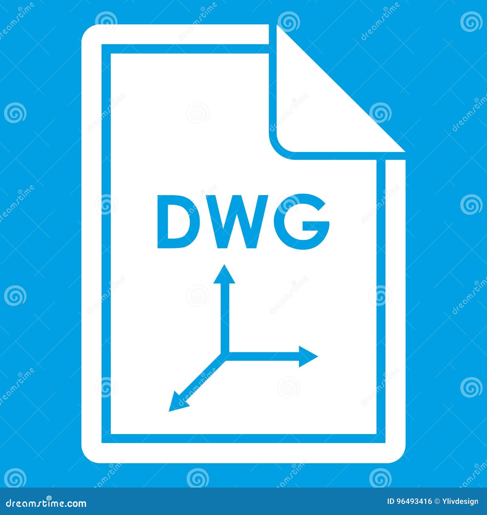 File DWG icon white stock vector. Illustration of element - 96493416