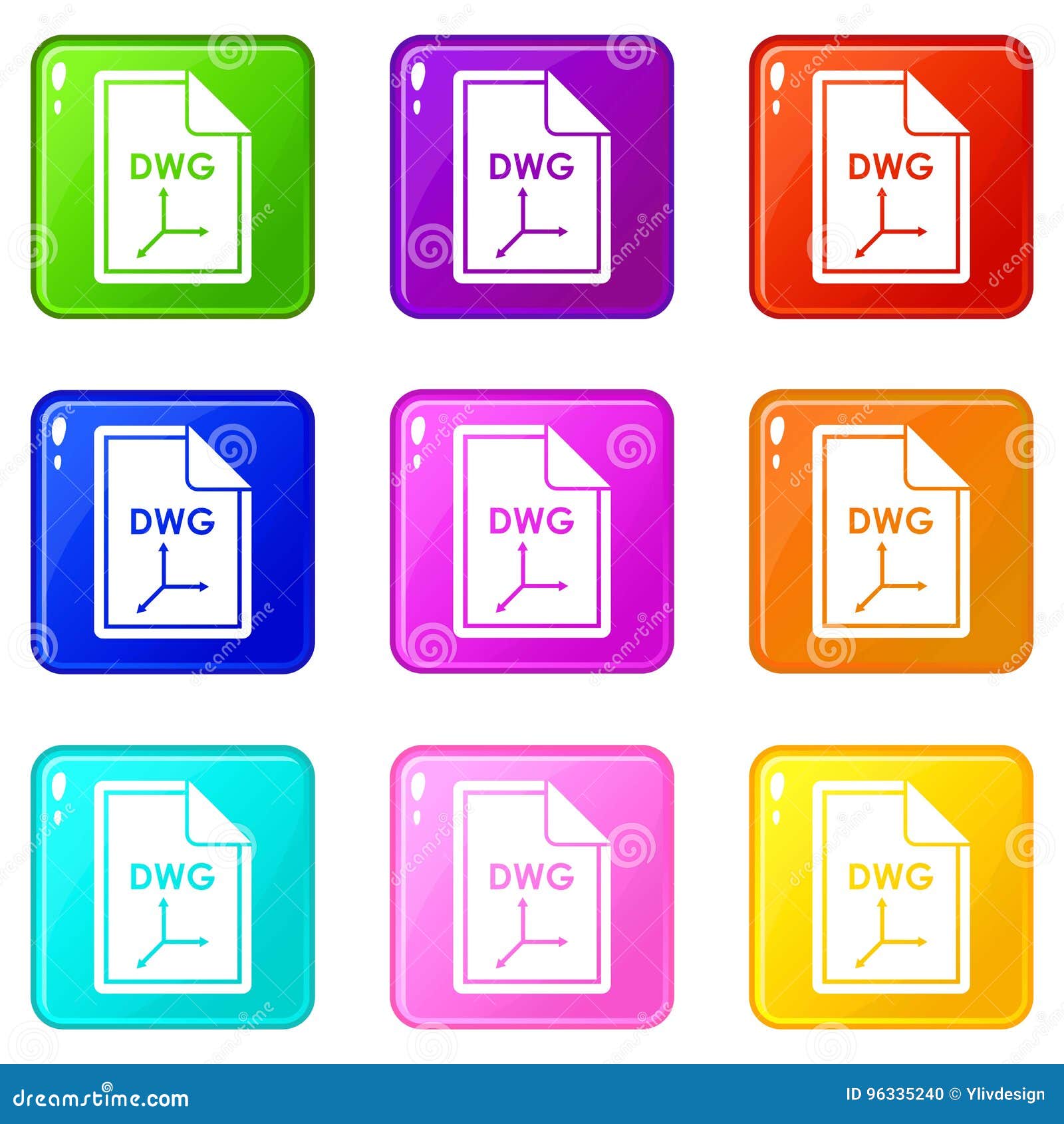 File DWG icons 9 set stock vector. Illustration of icon - 96335240
