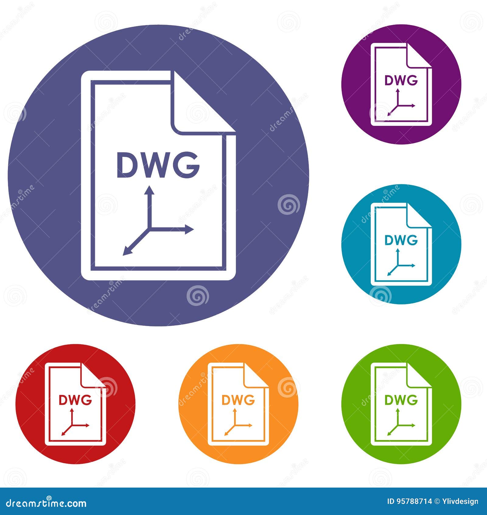File DWG icons set stock vector. Illustration of blue - 95788714