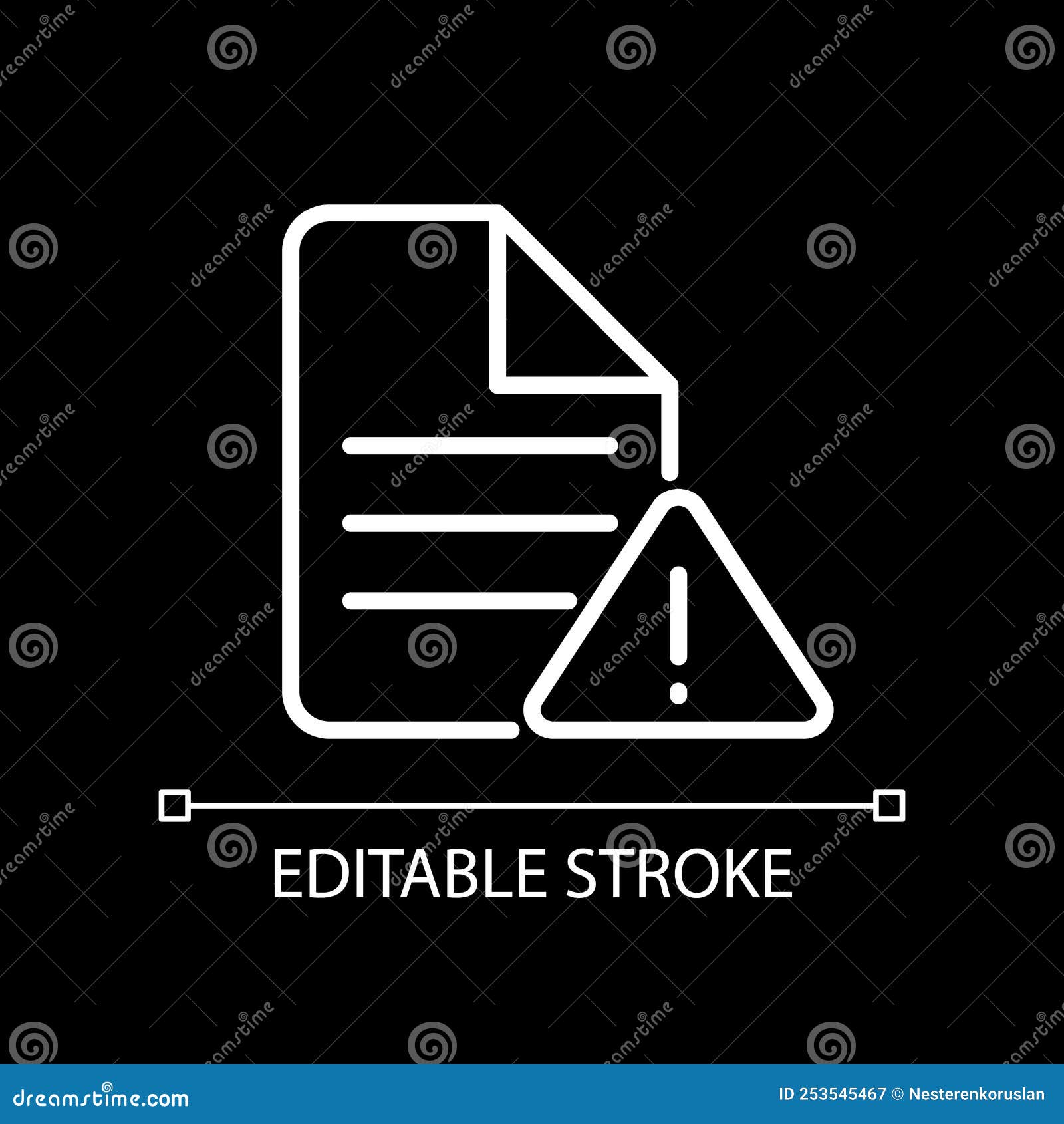 File Error White Linear Icon for Dark Theme Stock Vector - Illustration ...
