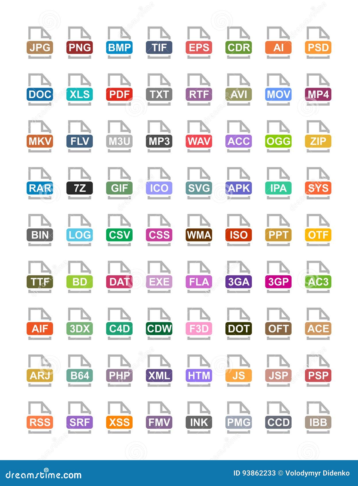 File Extension Flat Vector Icons. Archive, Vector, Audio, Image, System ... File Extension Flat Vector Icons. Archive, Vector, Audio, Image, System ...