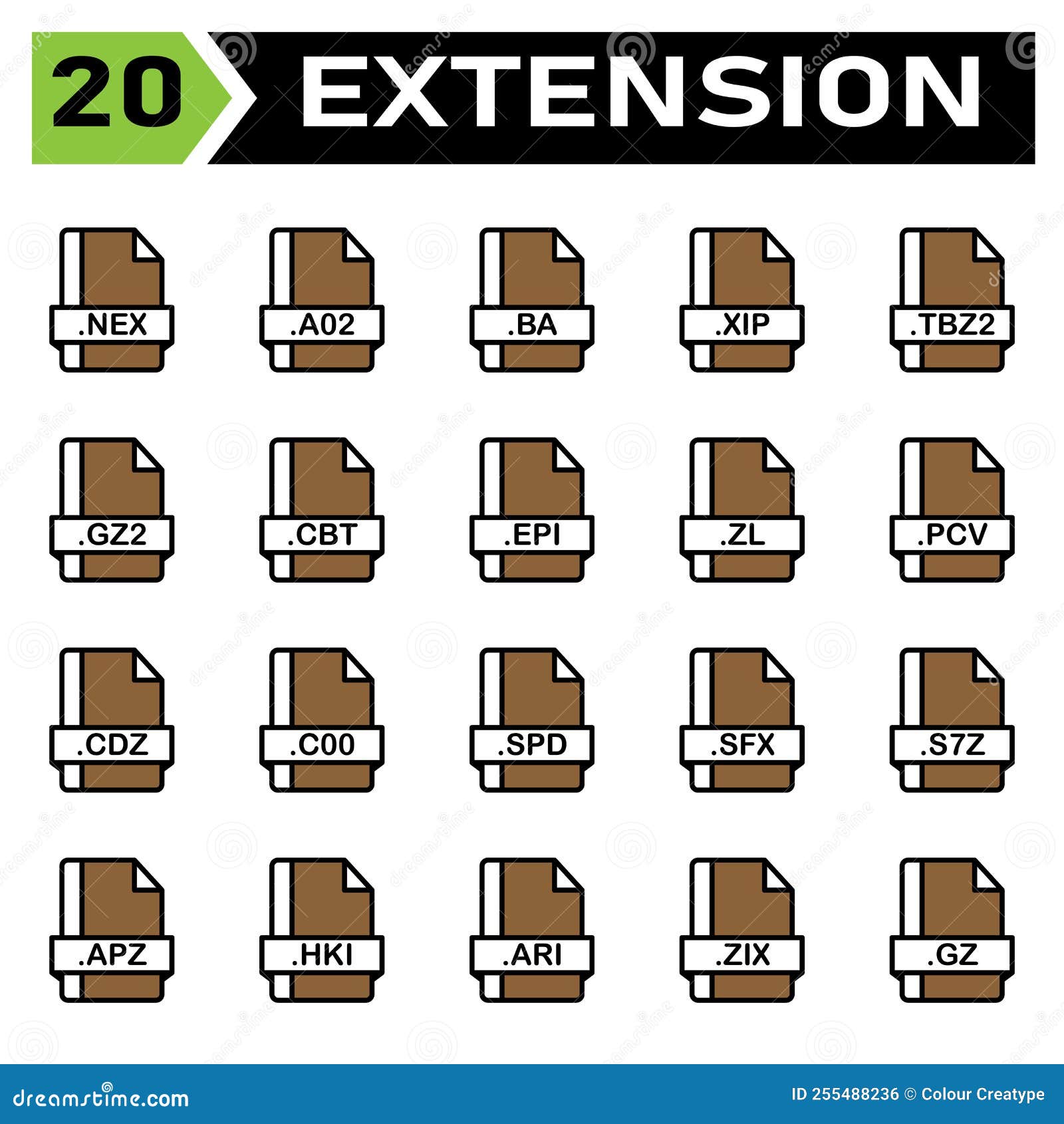 File Extension Icon Set Include File Document Extension Icon Type