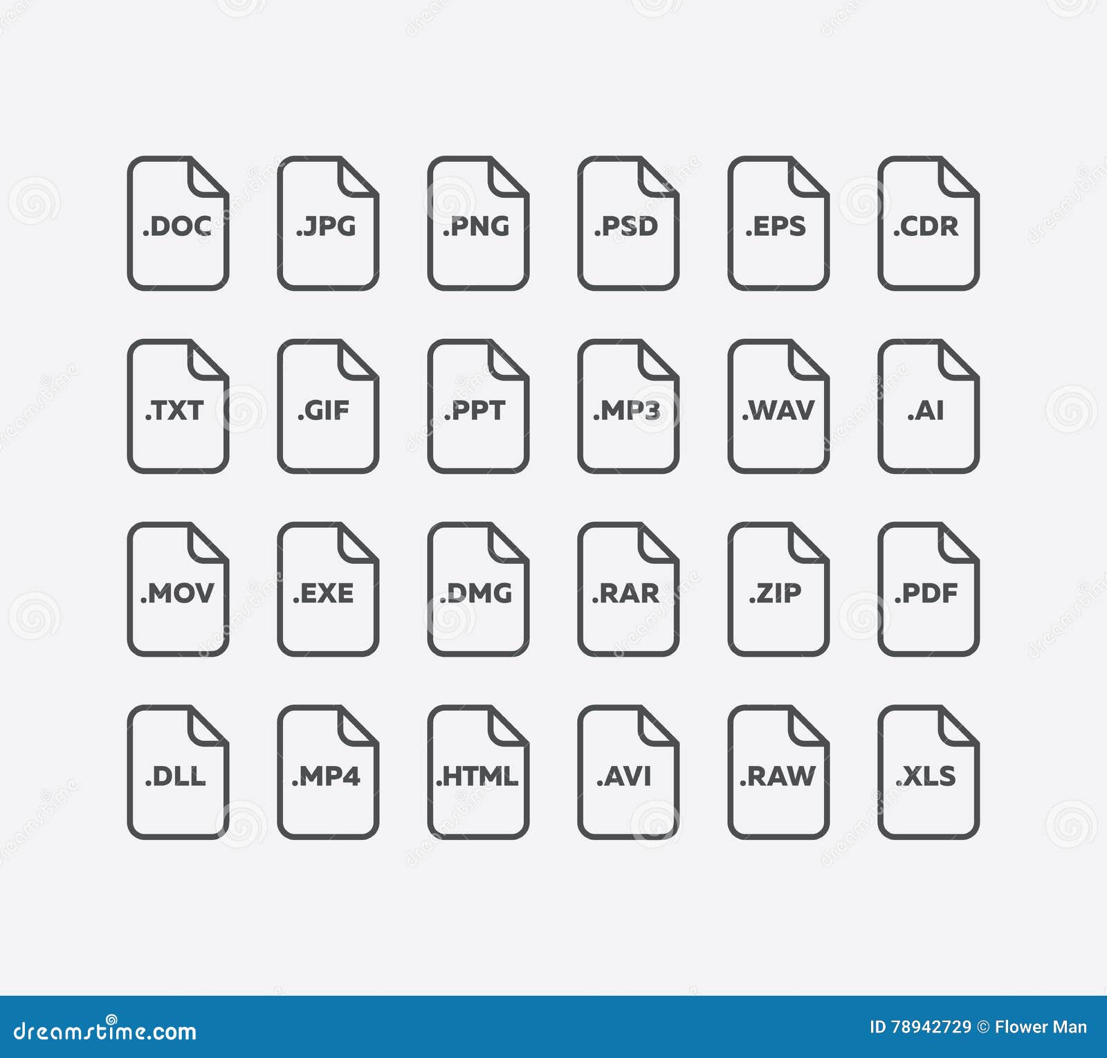 File extensions icon set stock illustration. Illustration of multimedia ...
