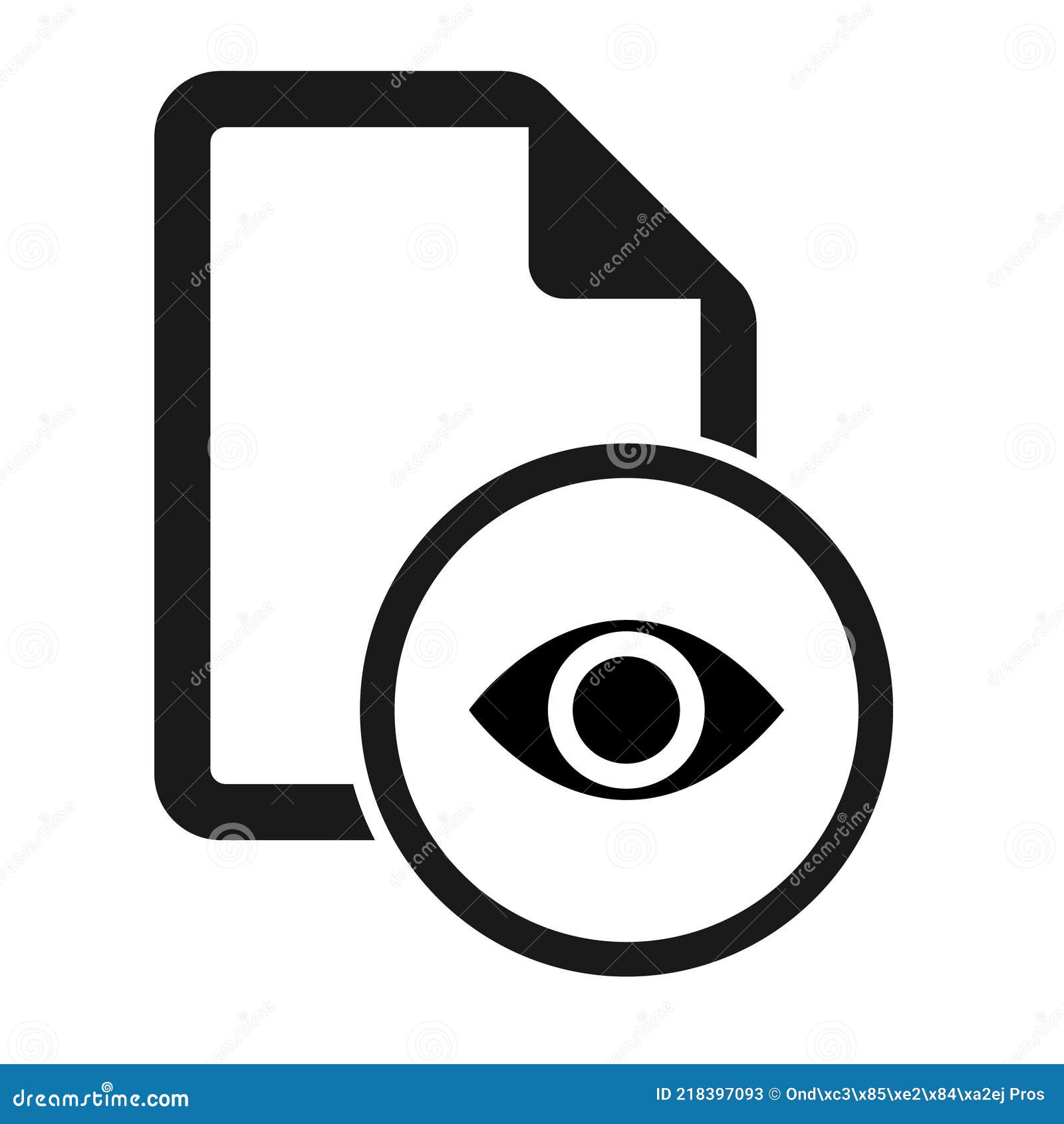File Flat Icon with Eye Isolated on White Background. Search Document ...