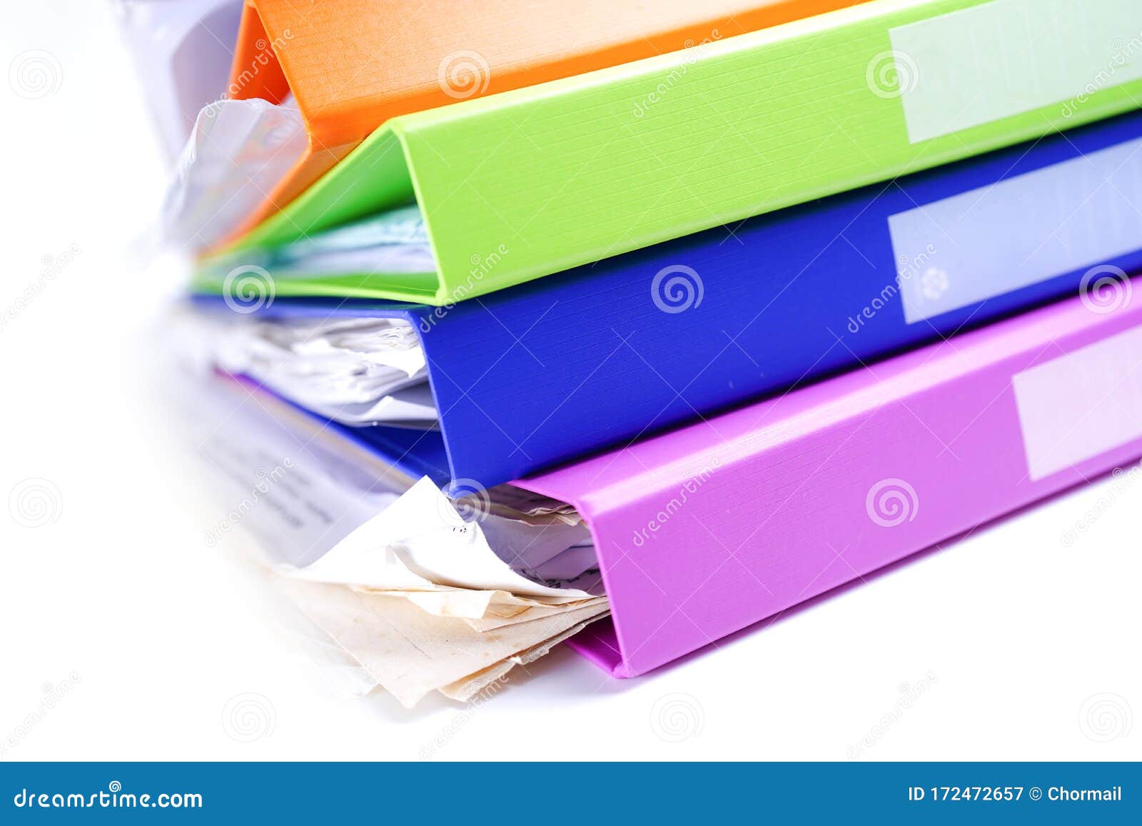 File Folder Binder Stack of Multi Color on Table Stock Image - Image of ...