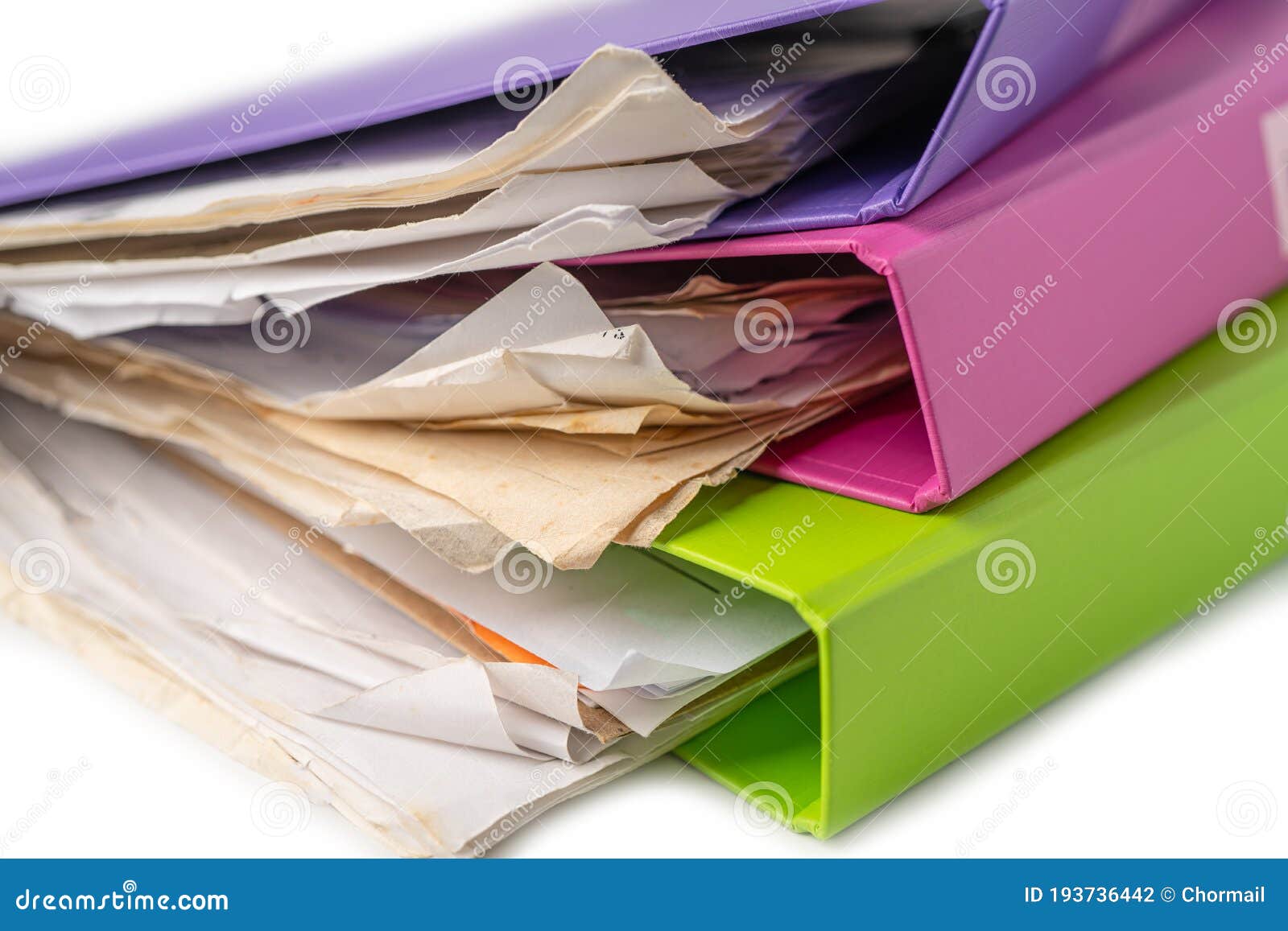 File Folder Binder Stack of Multi Color on Table. Stock Photo - Image ...
