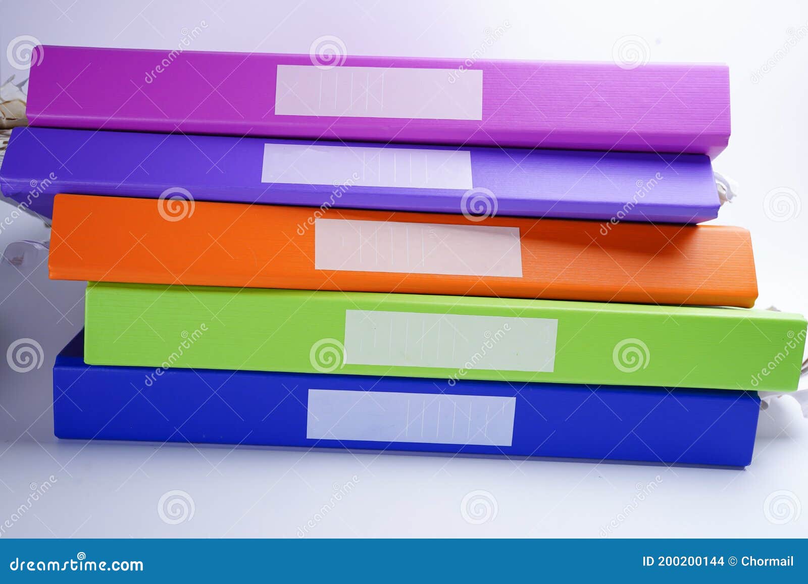 File Folder Binder Stack of Multi Color on Table. Stock Photo - Image ...