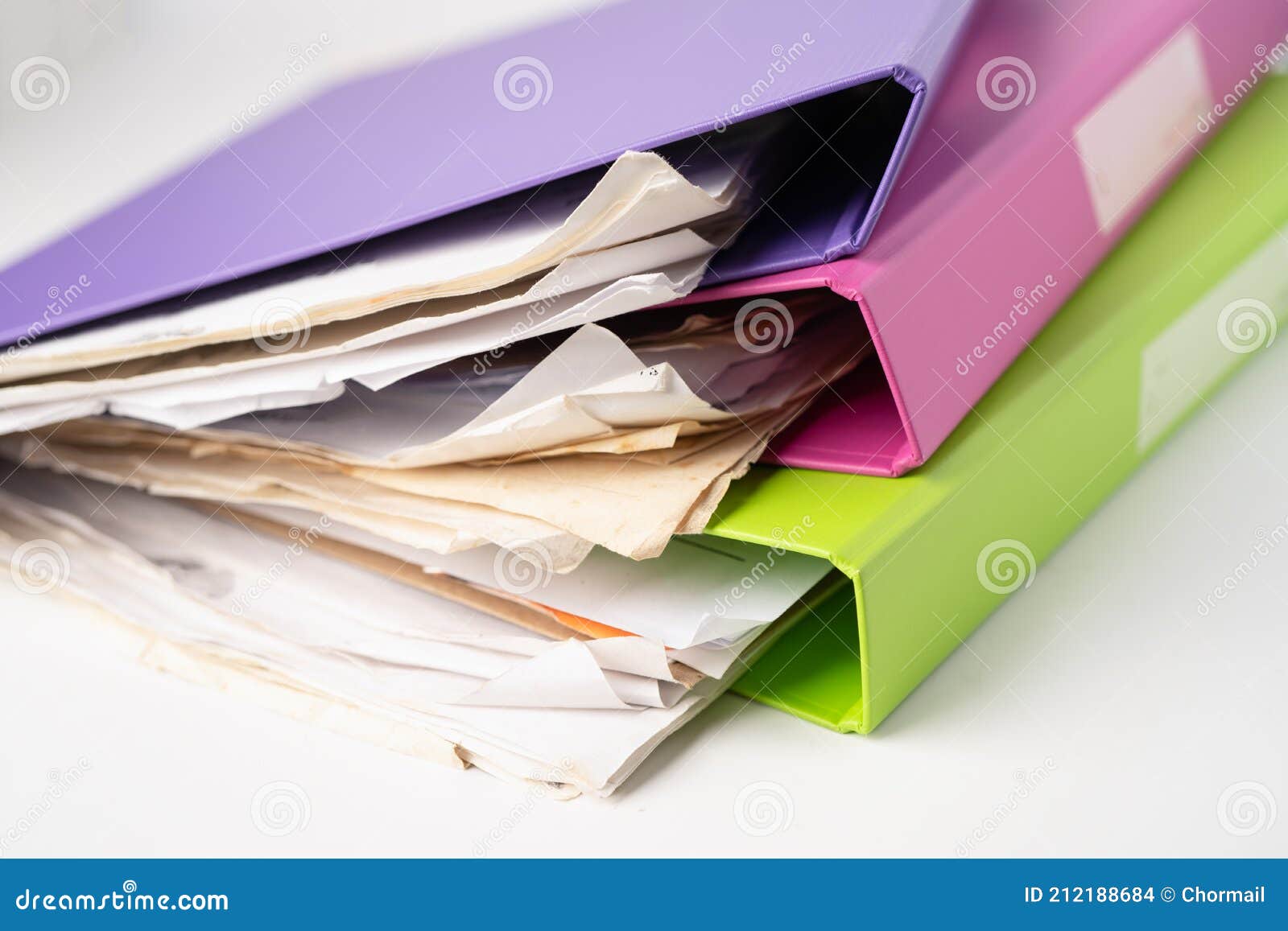 File Folder Binder Stack of Multi Color on Table in Office Stock Photo ...