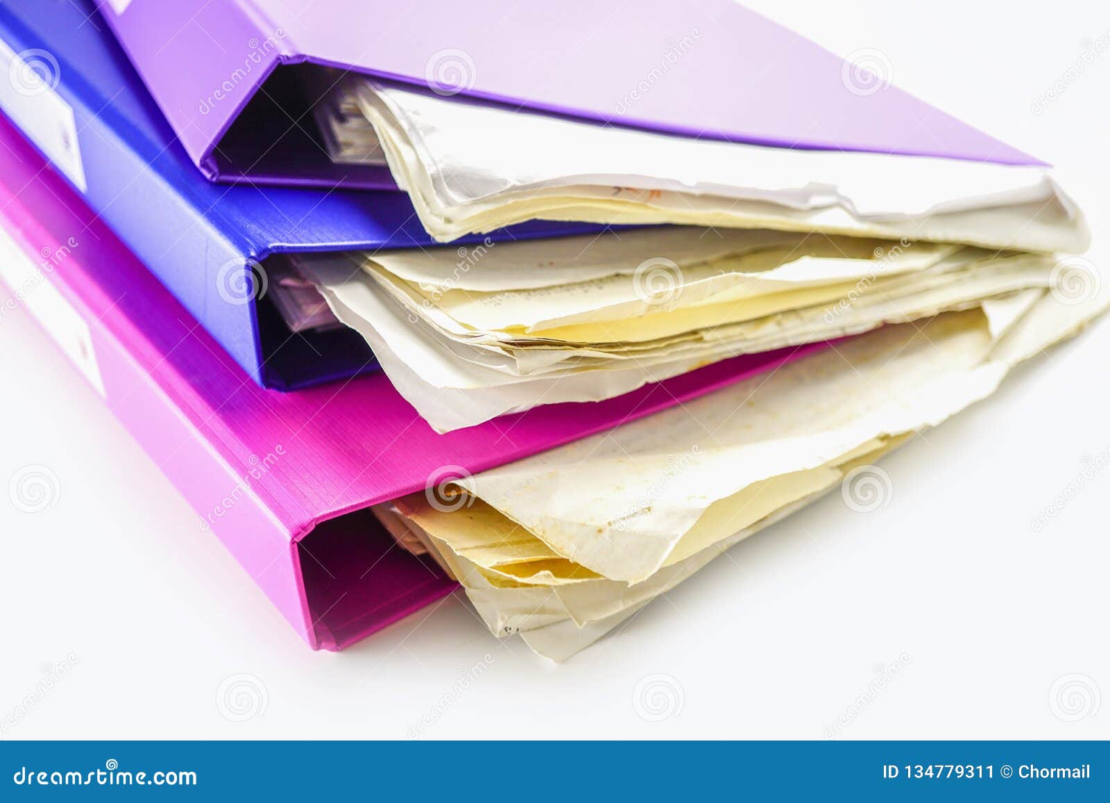 File Folder Binder Stack of Multi Color on Table in Office. Stock Image ...