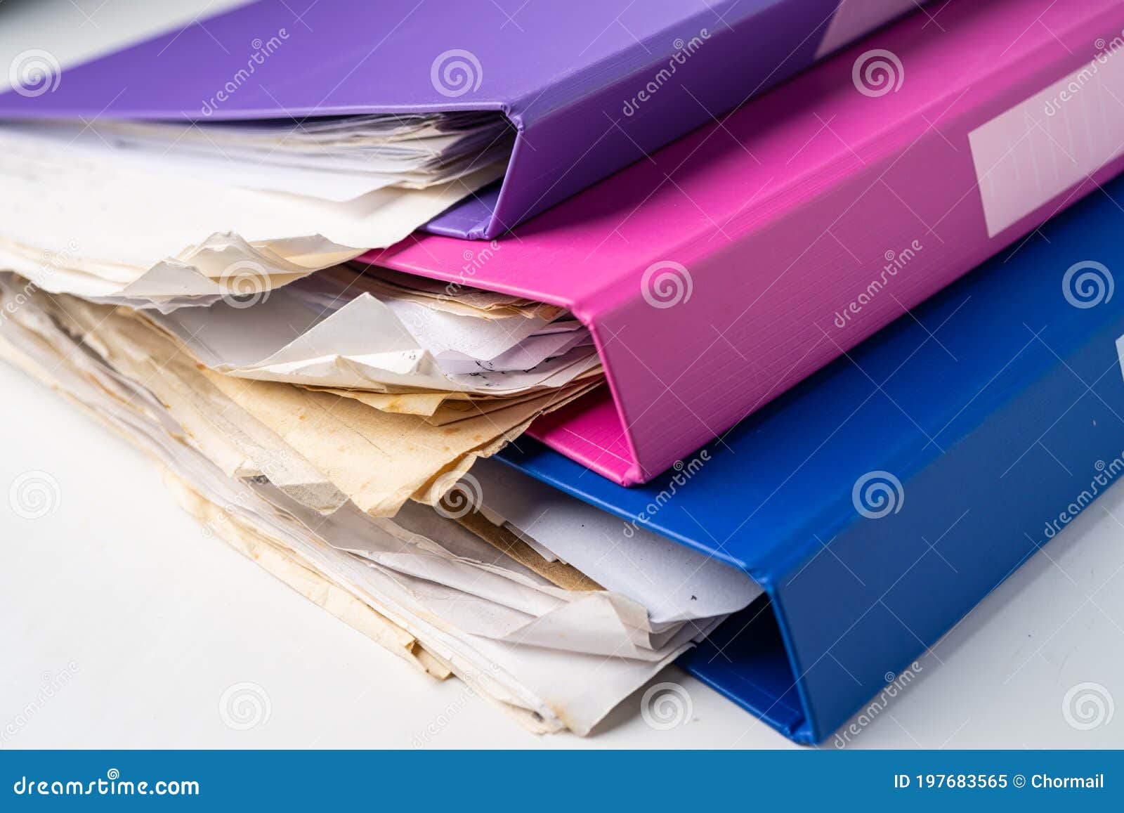 File Folder Binder Stack of Multi Color on Table. Stock Image - Image ...