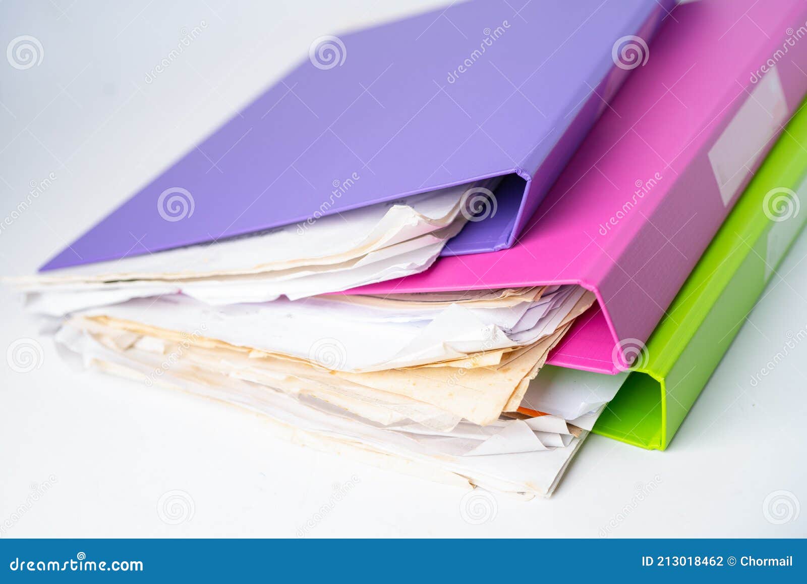 File Folder Binder Stack of Multi Color on Table in Office Stock Photo ...