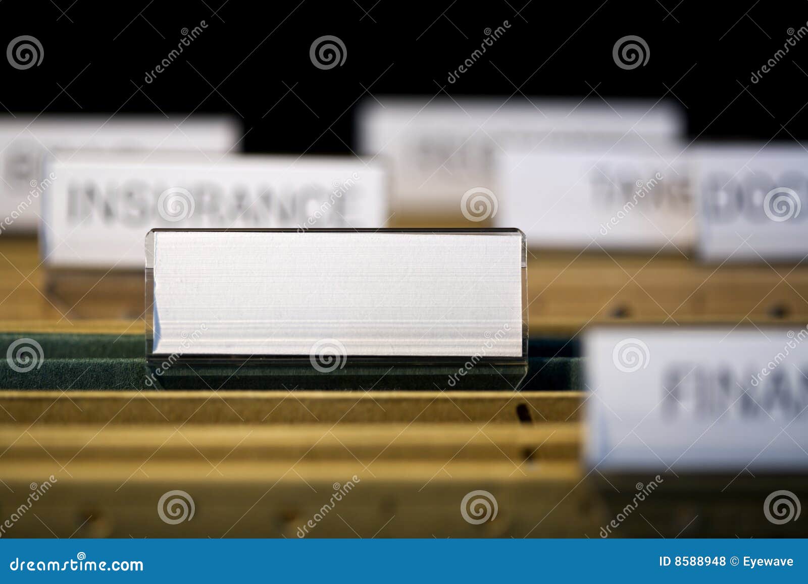 File Folder with Blank Label in Filing Cabinet Stock Photo - Image of ...