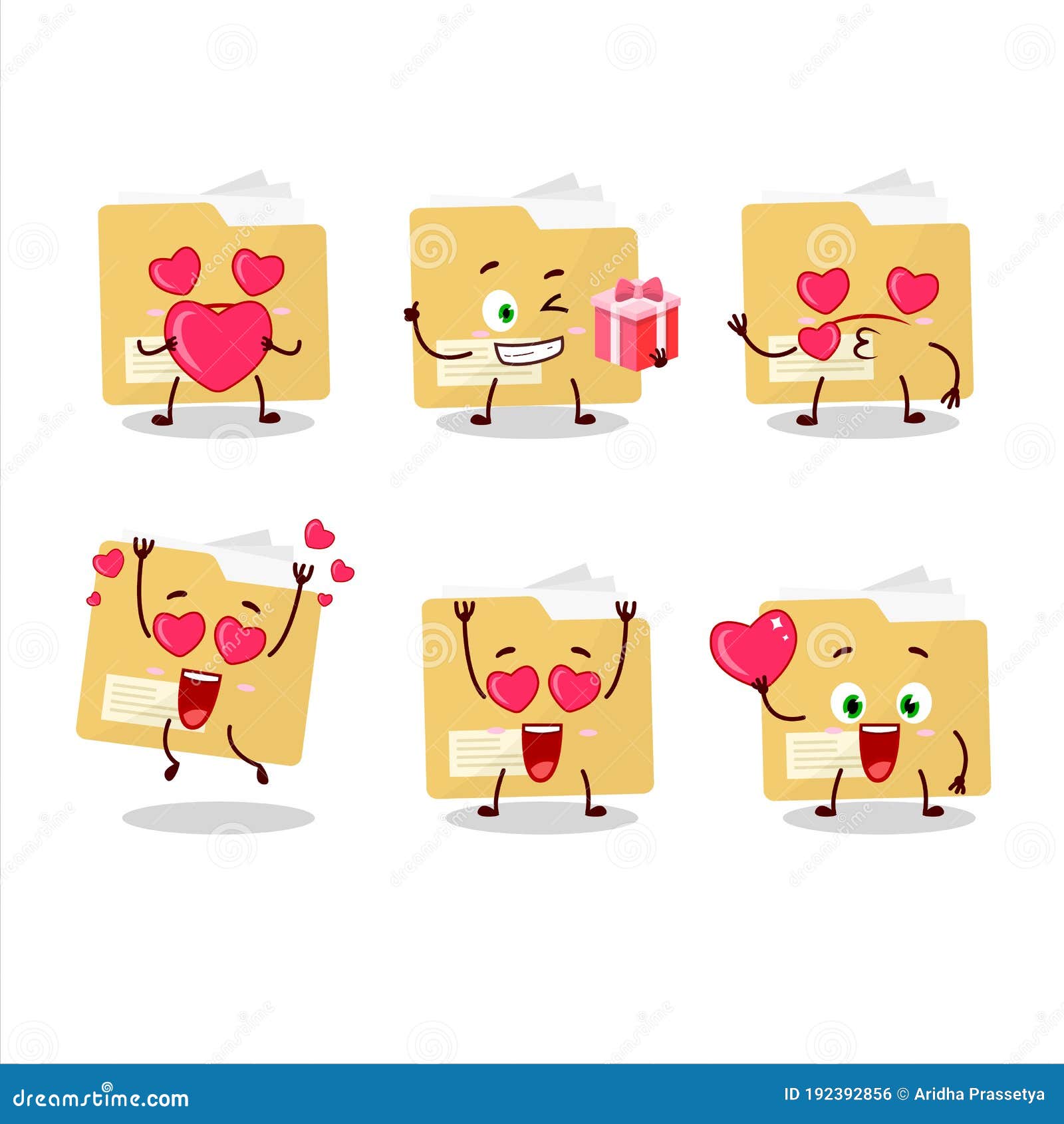 File Folder Cartoon Character with Love Cute Emoticon Stock Vector ...