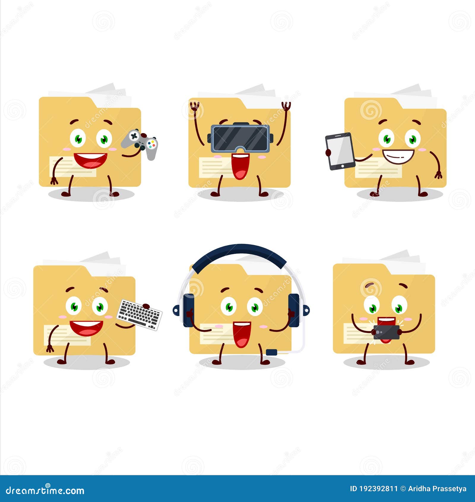 File Folder Cartoon Character are Playing Games with Various Cute ...