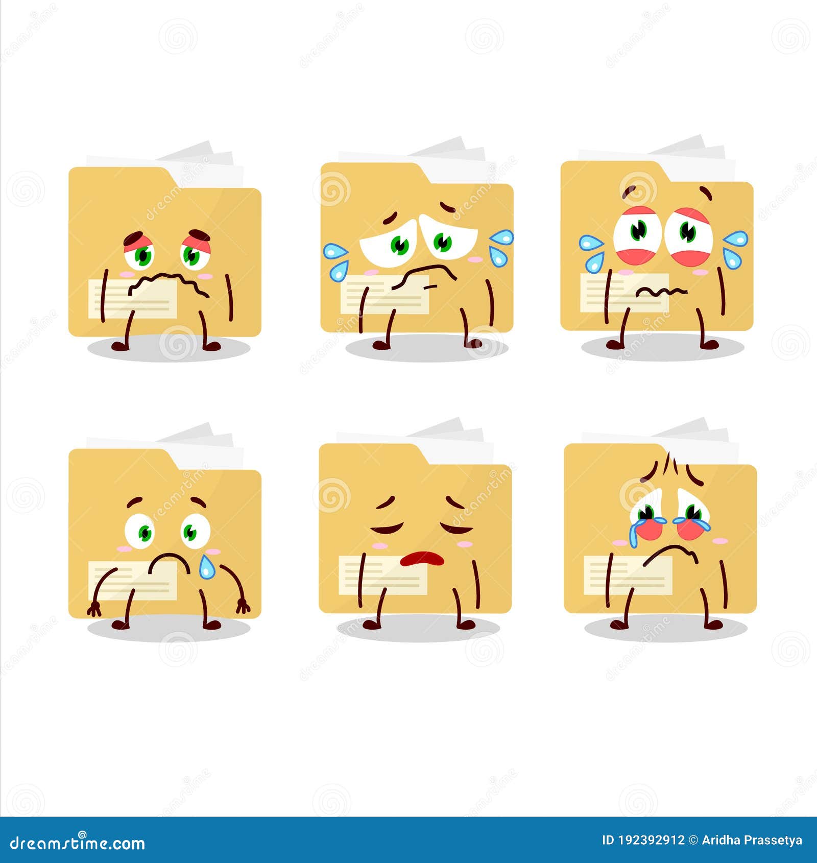 File Folder Cartoon Character with Sad Expression Stock Vector ...