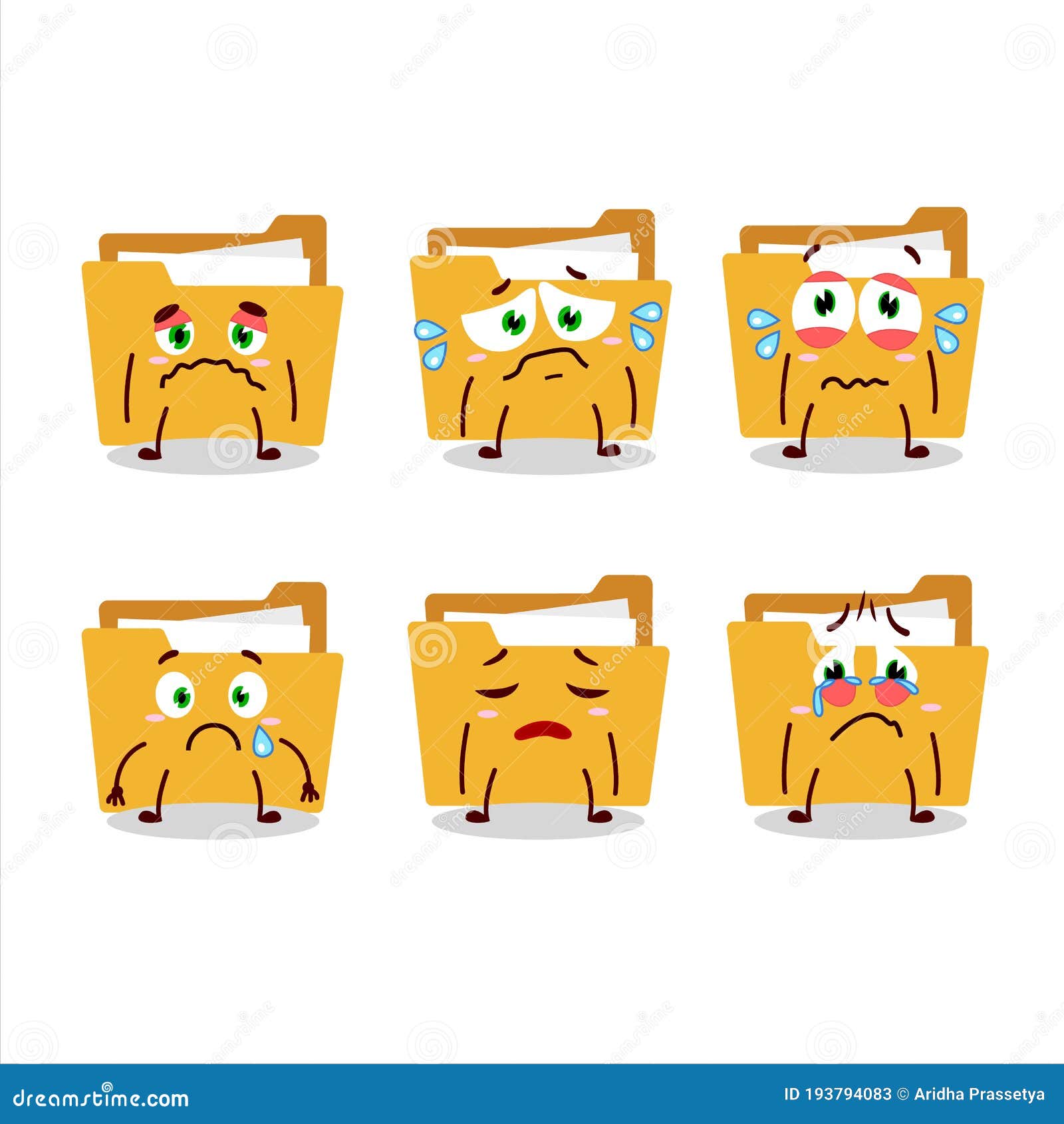 File Folder a Cartoon Character with Sad Expression Stock Vector ...