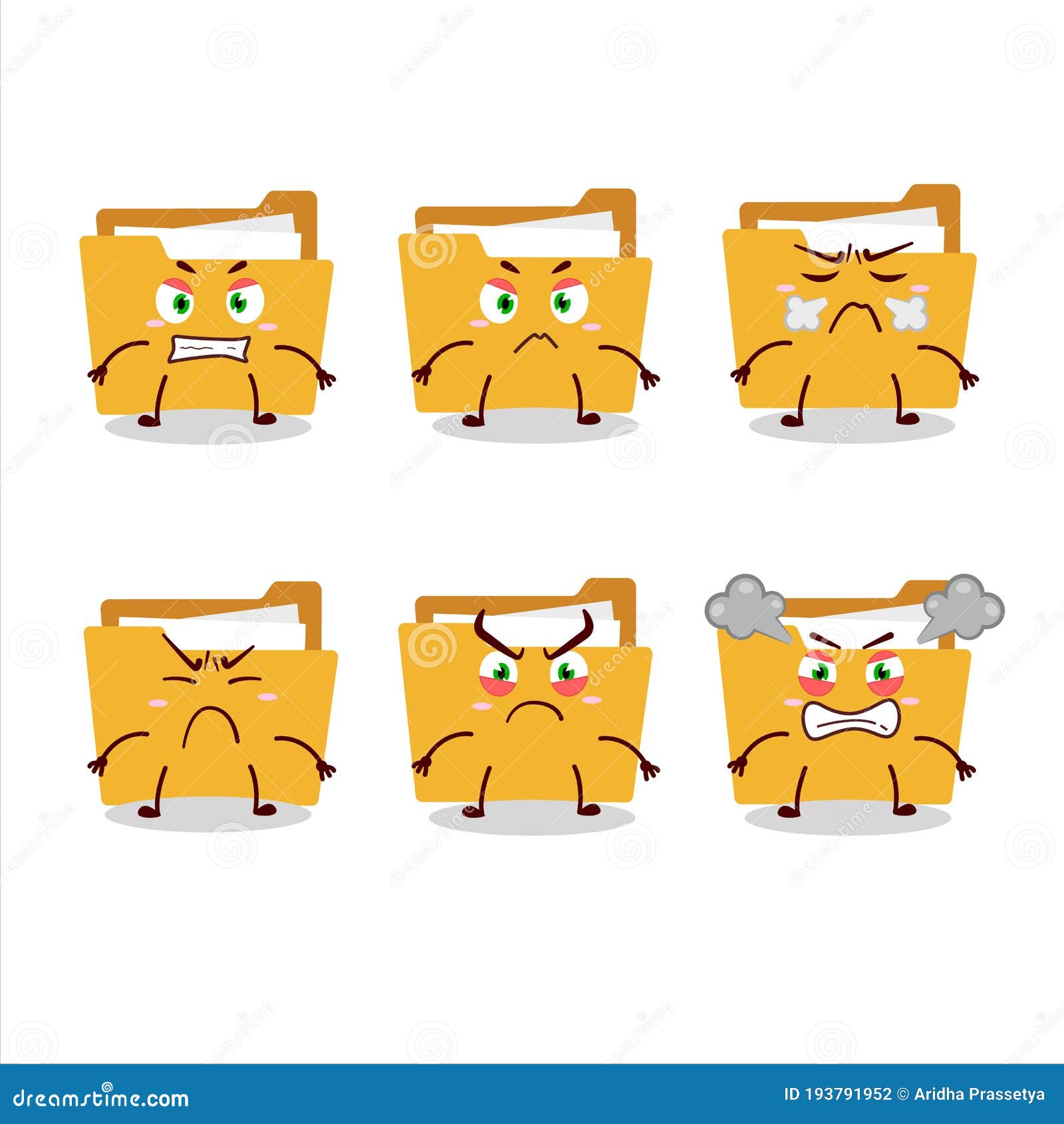File Folder a Cartoon Character with Various Angry Expressions Stock ...
