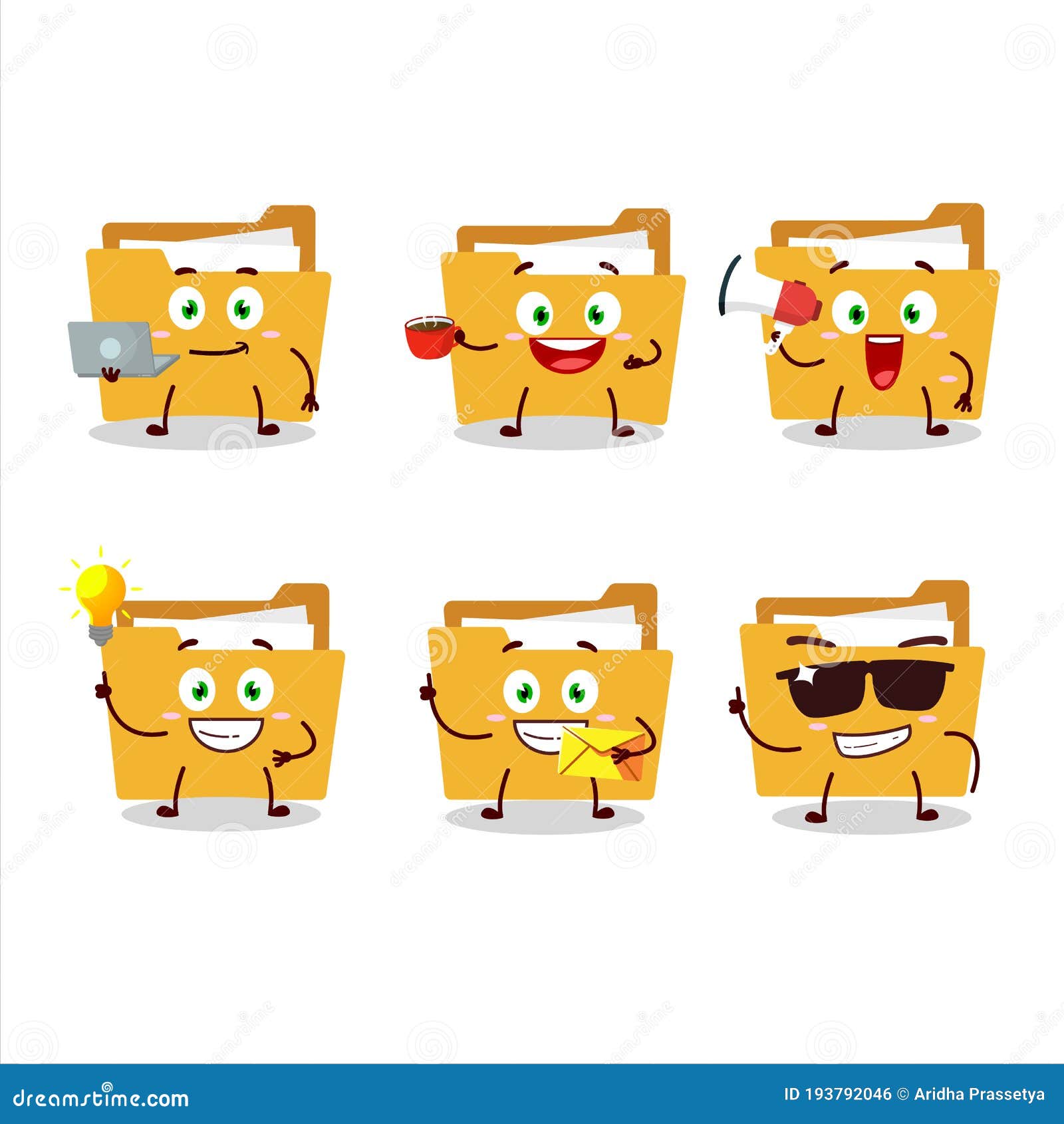 File Folder a Cartoon Character with Various Types of Business ...