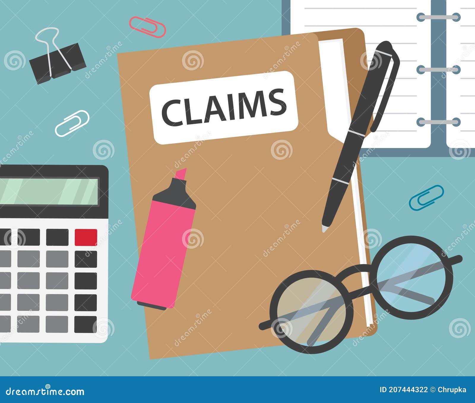 File folder with claims stock vector. Illustration of marker - 207444322