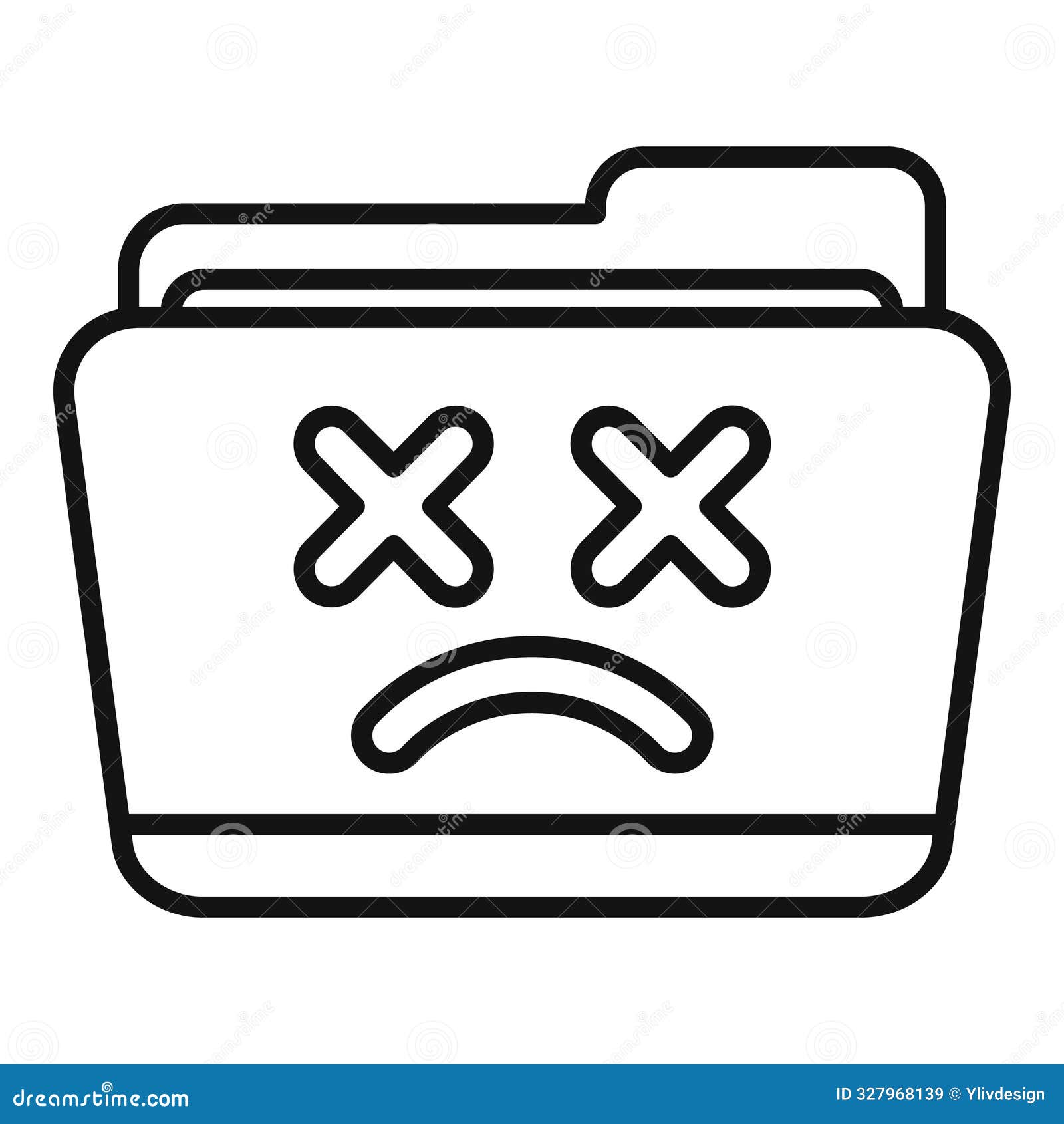 File Folder Showing a Sad Face with Crosses for Eyes Stock Vector ...