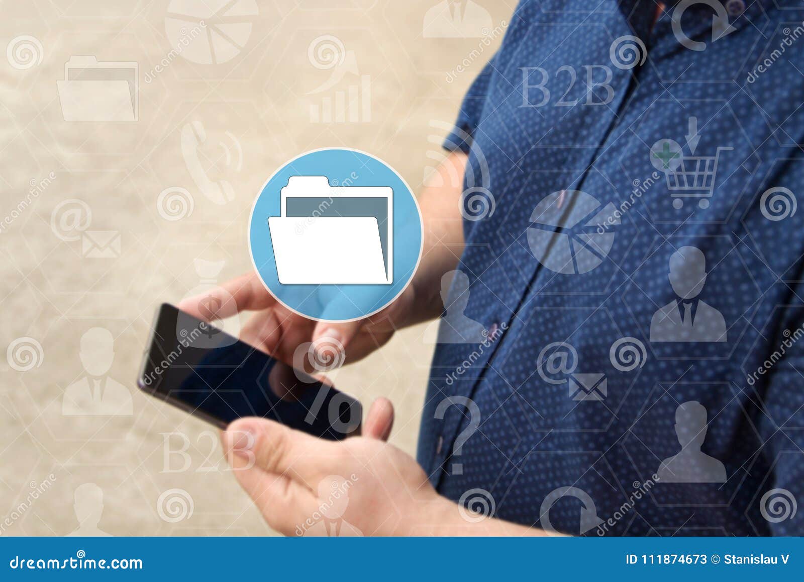 File Folder, DMS on the Touch Screen with a Blur Background of the ...