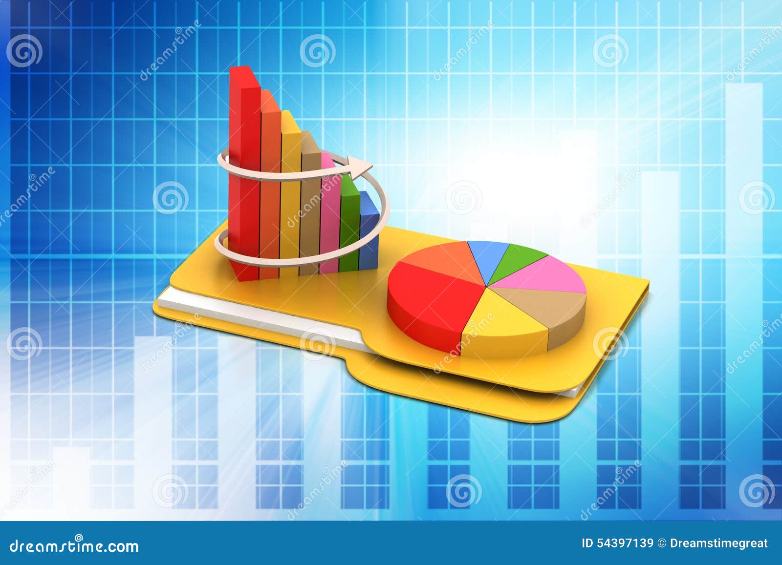 File Folder with Financial Graph Stock Illustration - Illustration of ...