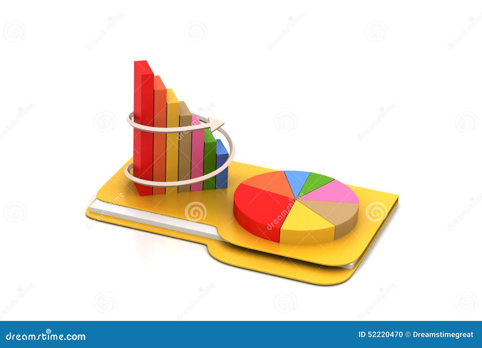 File Folder with Financial Graph Stock Illustration - Illustration of ...