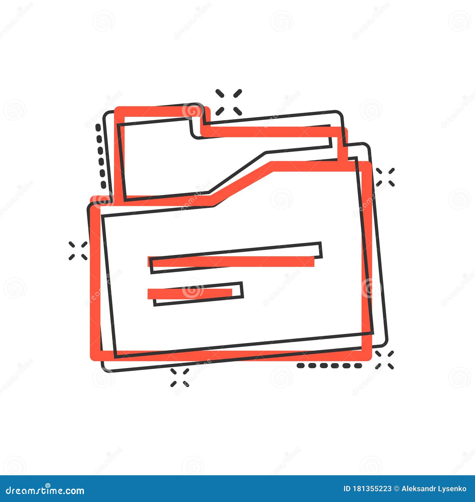 File Folder Icon in Comic Style. Documents Archive Cartoon Vector ...