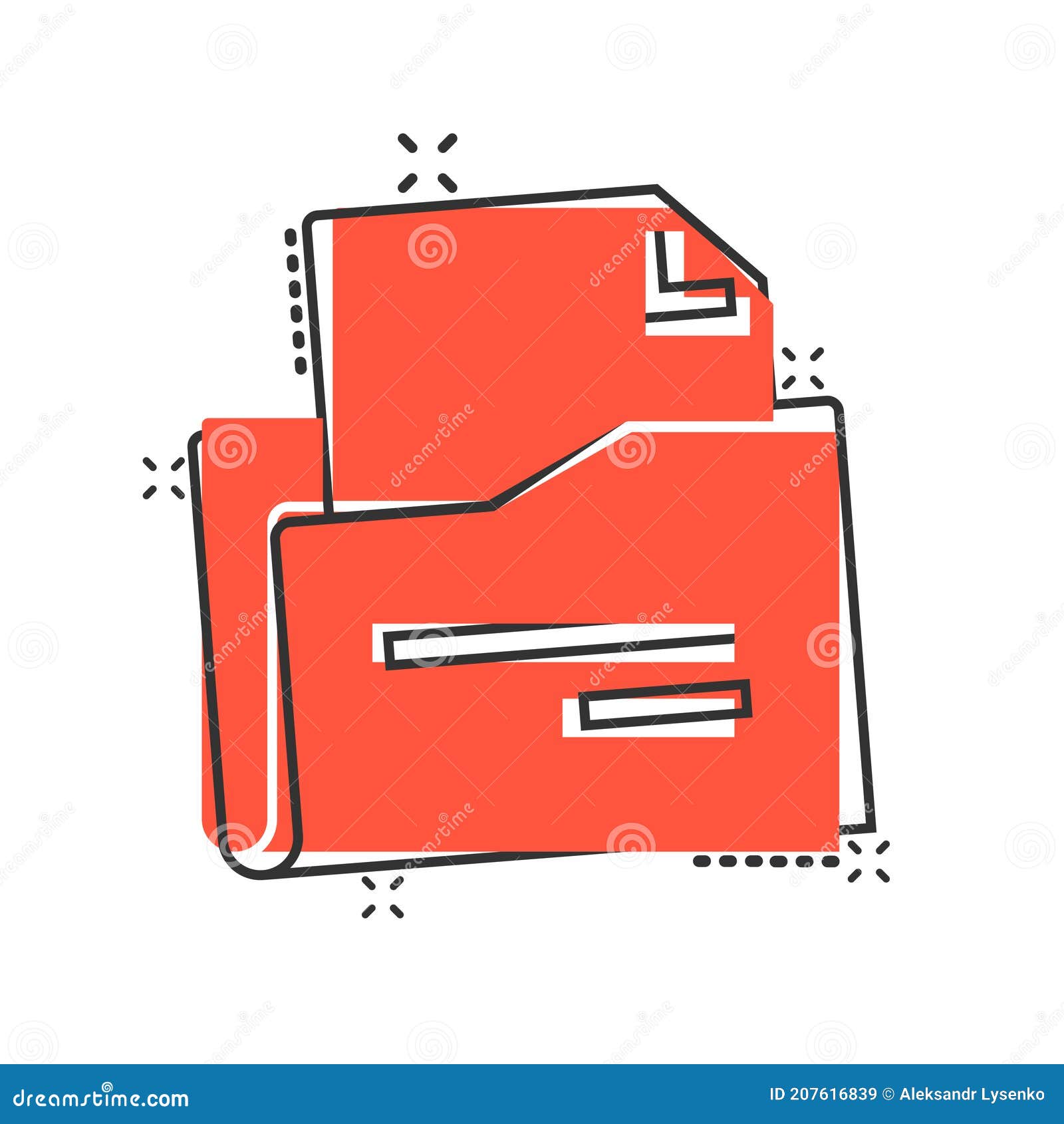 File Folder Icon in Comic Style. Documents Archive Cartoon Vector ...