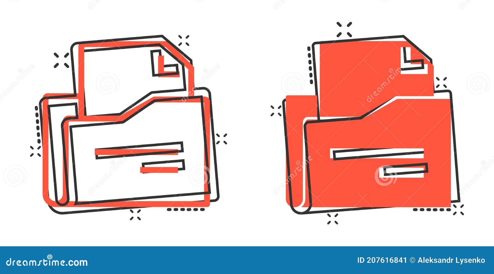 File Folder Icon in Comic Style. Documents Archive Cartoon Vector ...