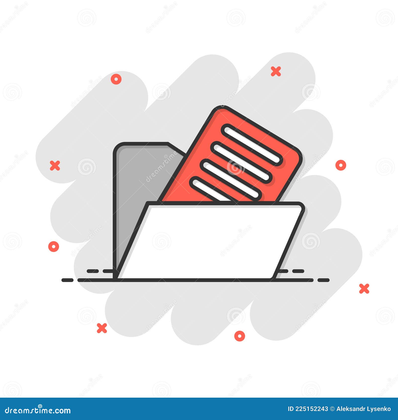 File Folder Icon in Comic Style. Documents Archive Cartoon Vector ...