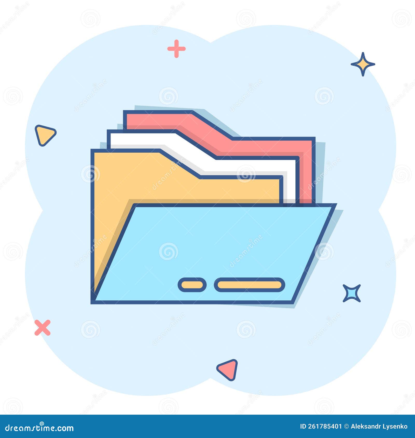 File Folder Icon in Comic Style. Documents Archive Cartoon Vector ...
