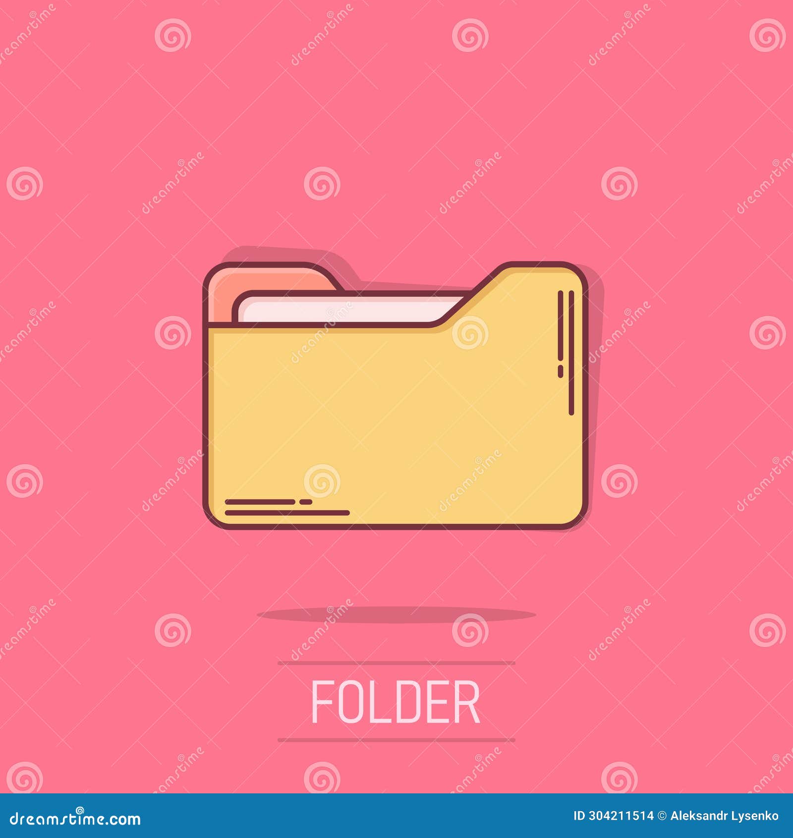 File Folder Icon in Comic Style. Documents Archive Vector Cartoon ...