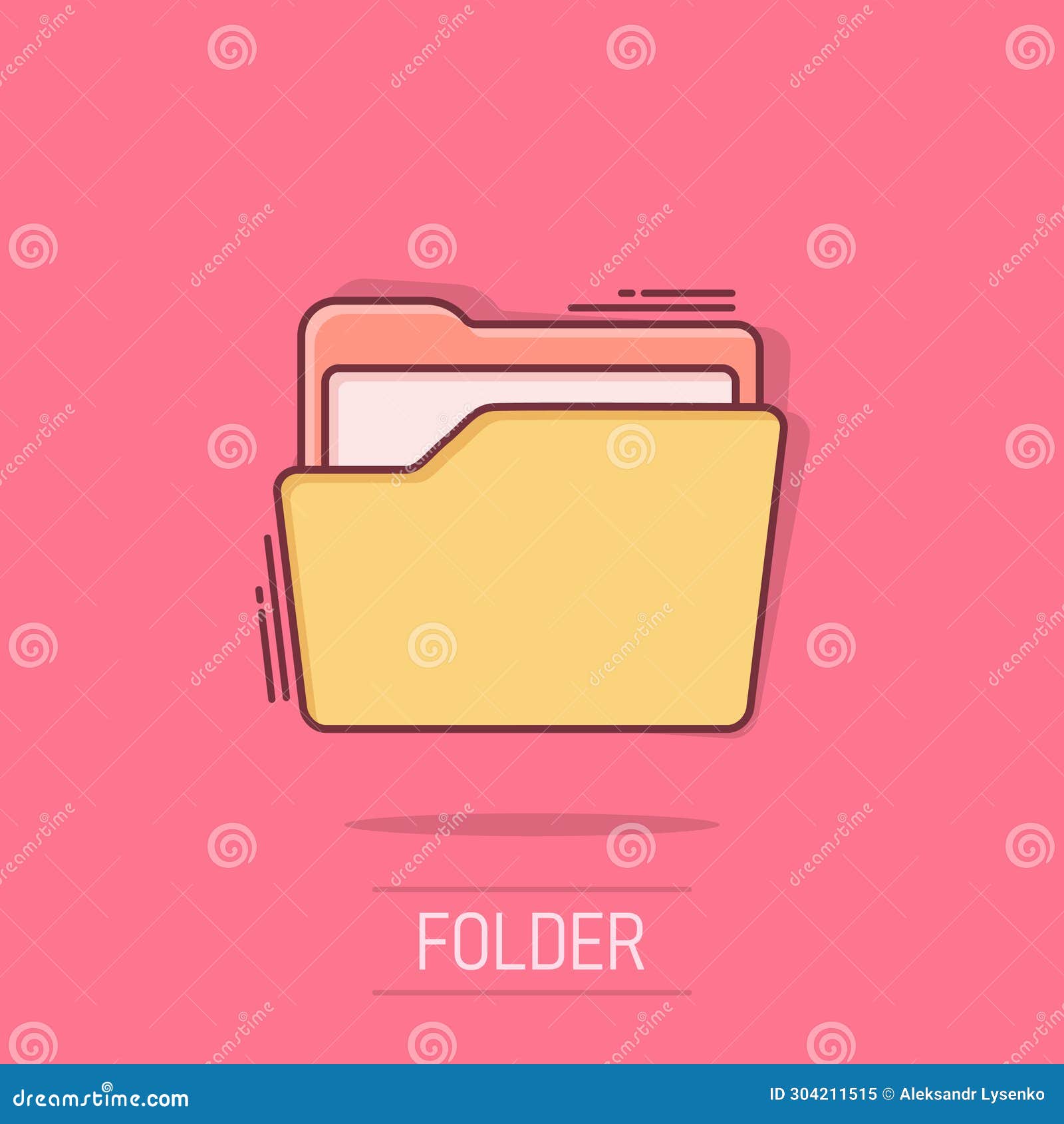 File Folder Icon in Comic Style. Documents Archive Vector Cartoon ...
