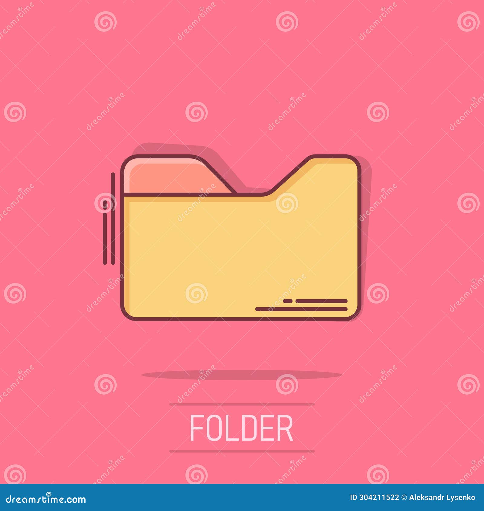 File Folder Icon in Comic Style. Documents Archive Vector Cartoon ...
