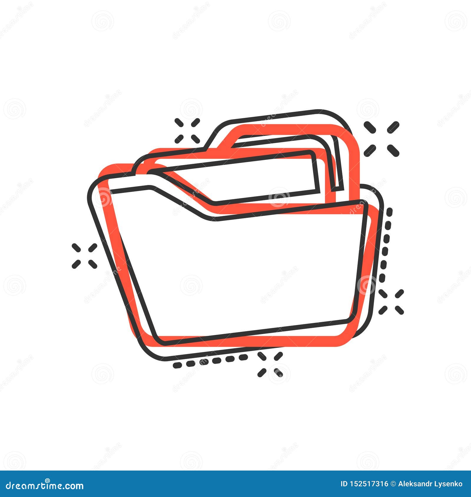 File Folder Icon in Comic Style. Documents Archive Vector Cartoon ...