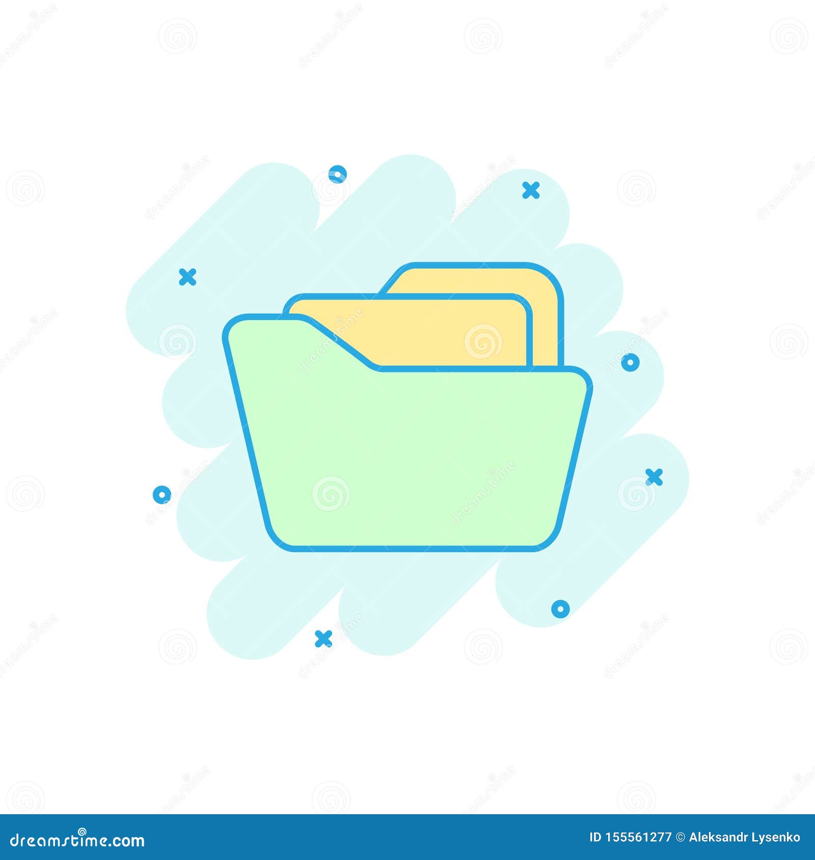 File Folder Icon in Comic Style. Documents Archive Vector Cartoon ...