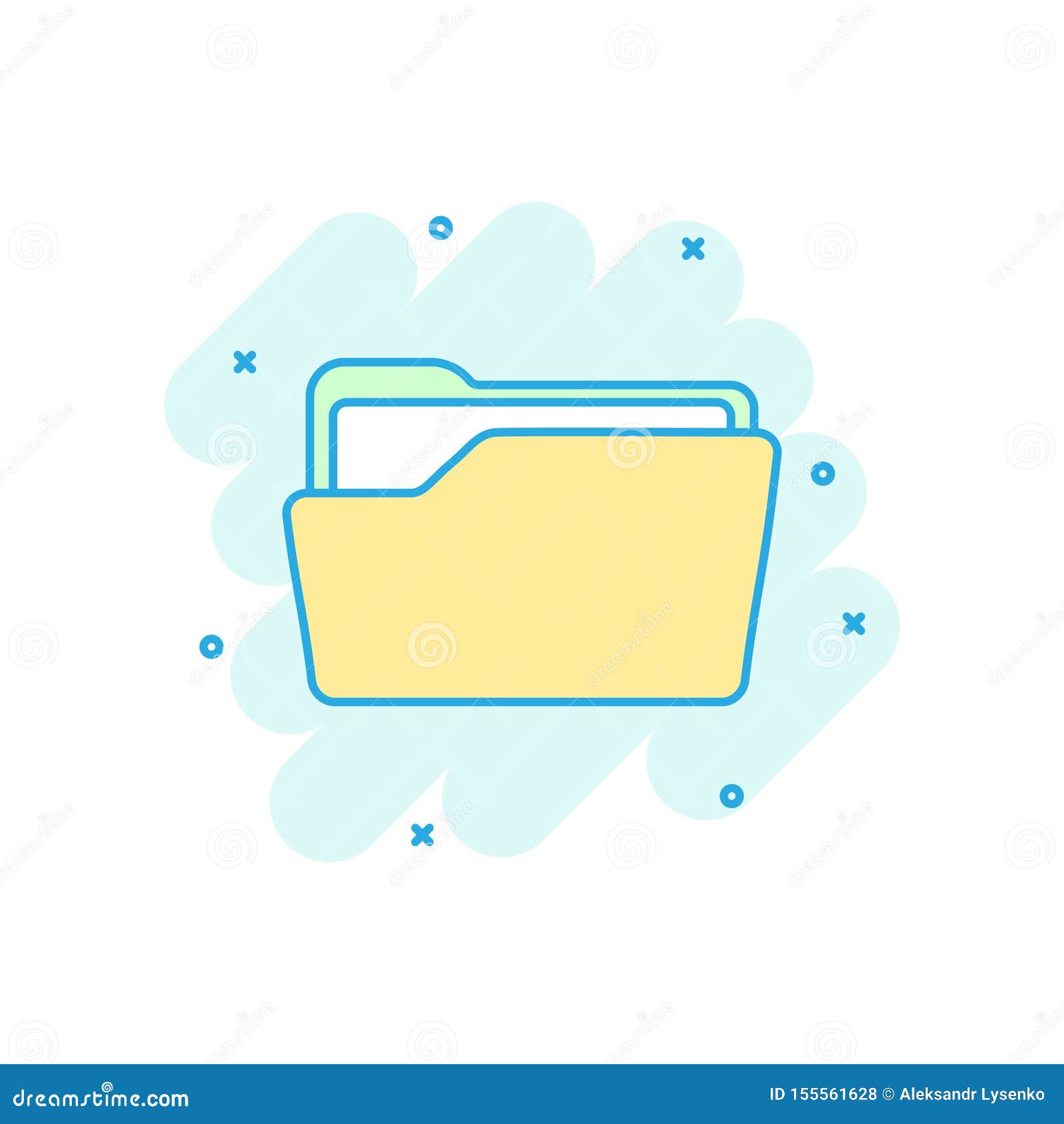File Folder Icon in Comic Style. Documents Archive Vector Cartoon ...
